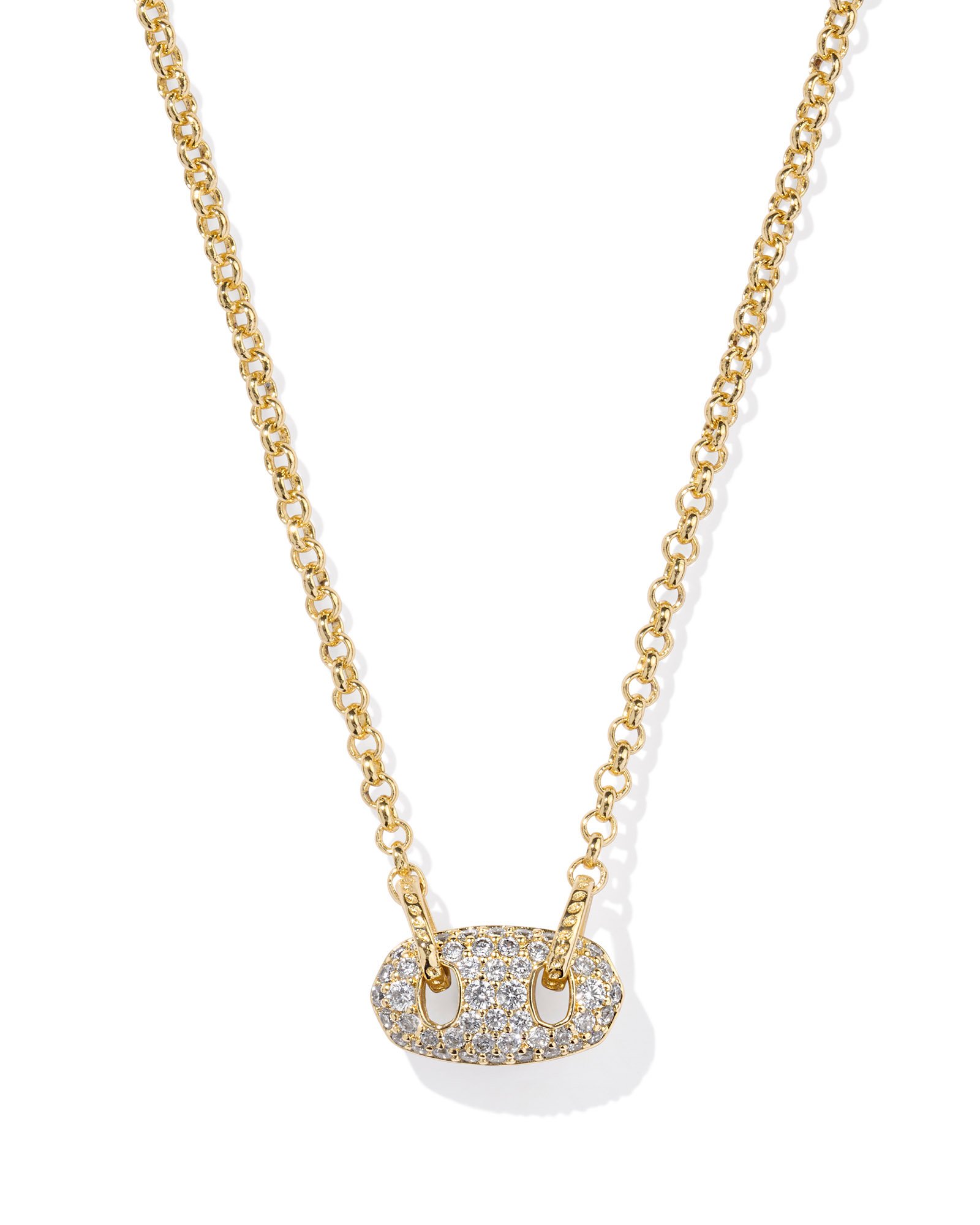 Bailey Gold Pave Short Pendant Necklace in White CZ | Kendra Scott