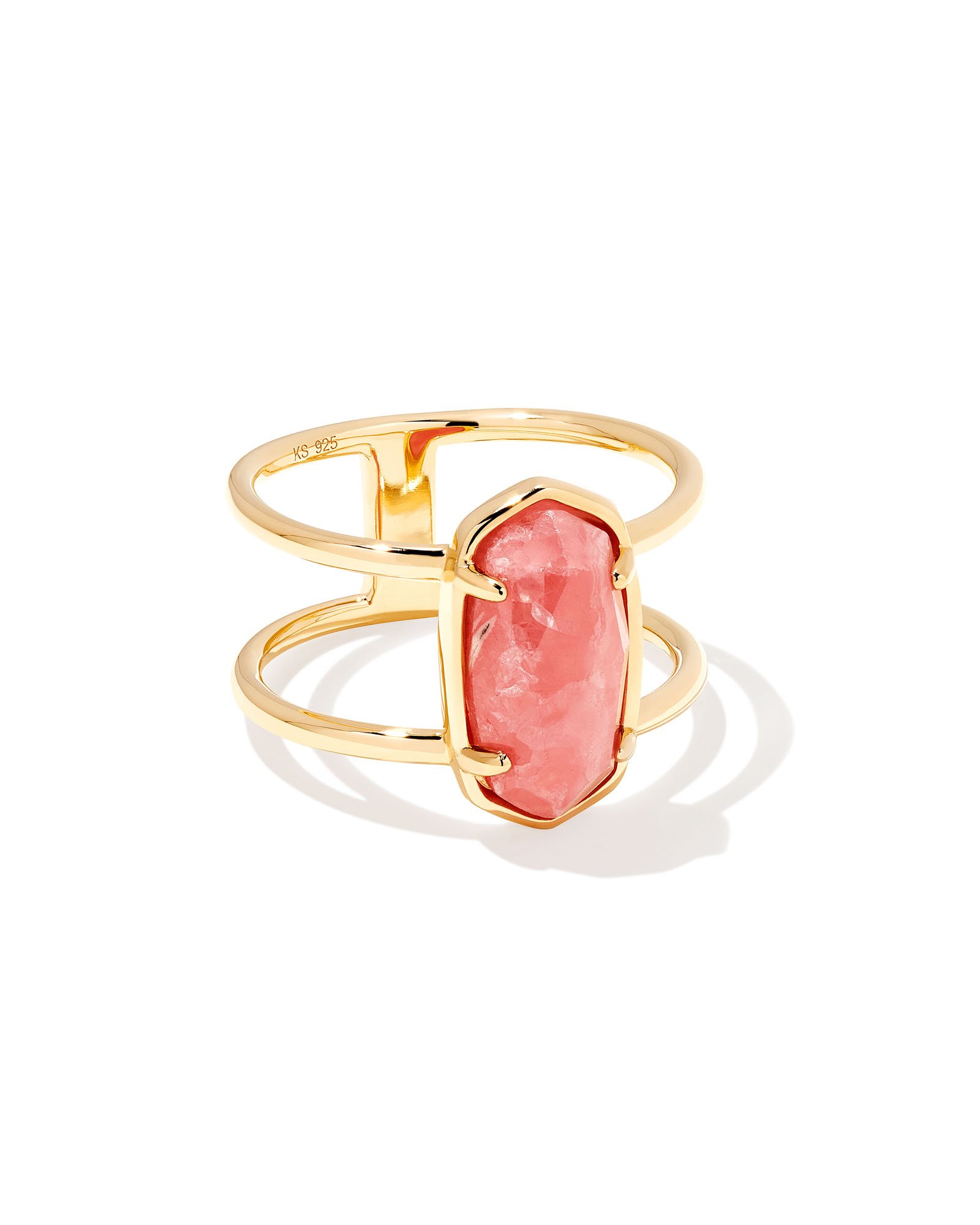 Elyse 18k Gold Vermeil Double Band Ring in Pink Rhodochrosite | Kendra Scott