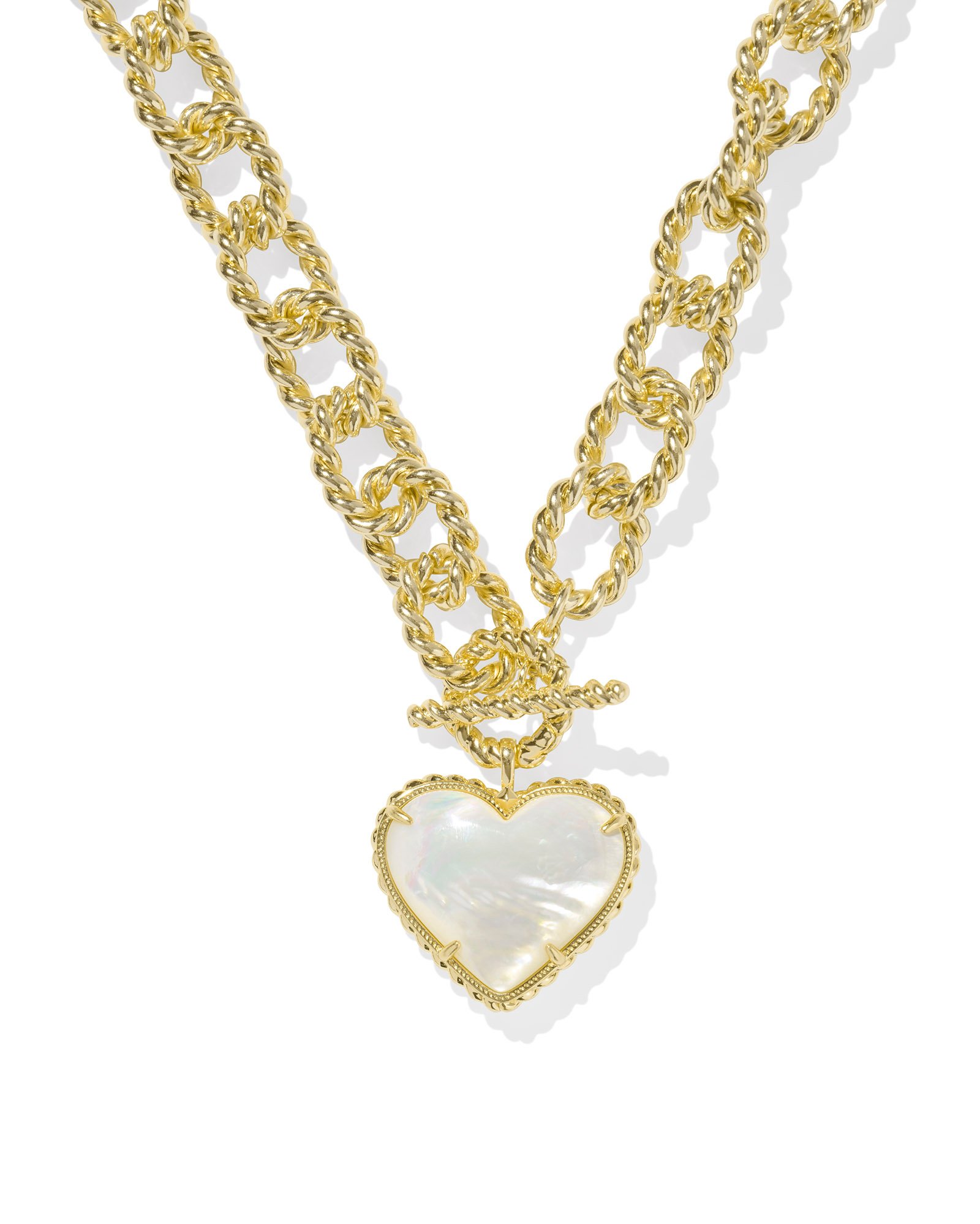Haisley Heart Gold Statement Necklace in Ivory Mother-of-Pearl | Kendra ...