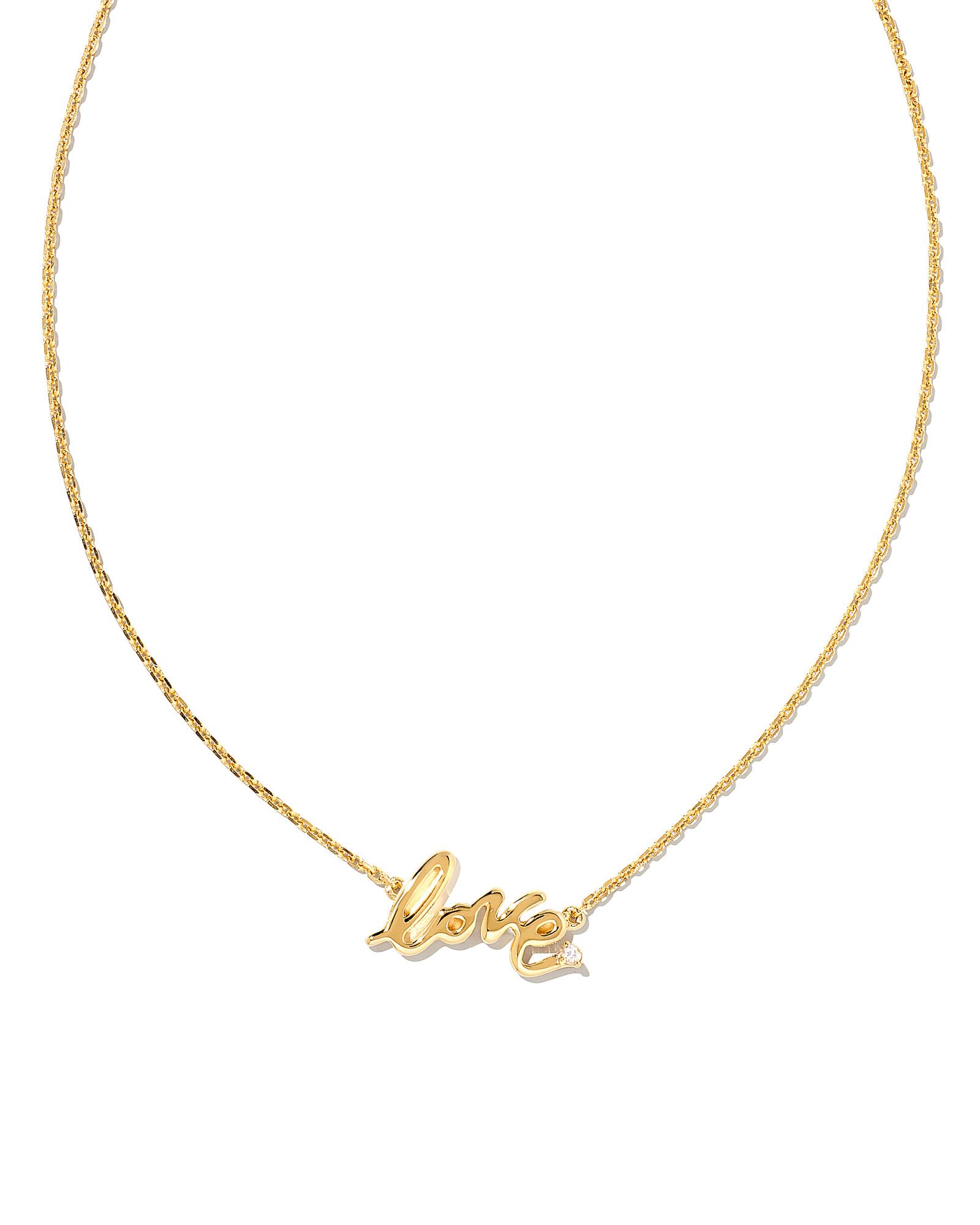Love Script 18k Gold Vermeil Pendant Necklace in White Sapphire ...