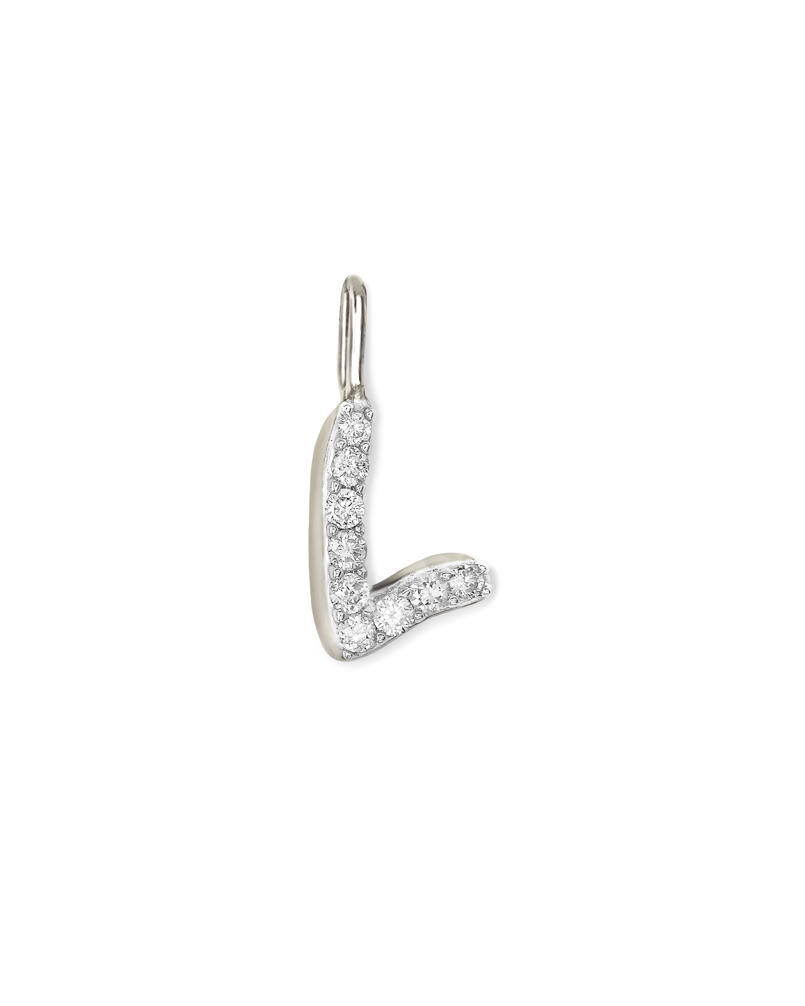 14k White Gold Letter L Charm in White Diamond | Kendra Scott