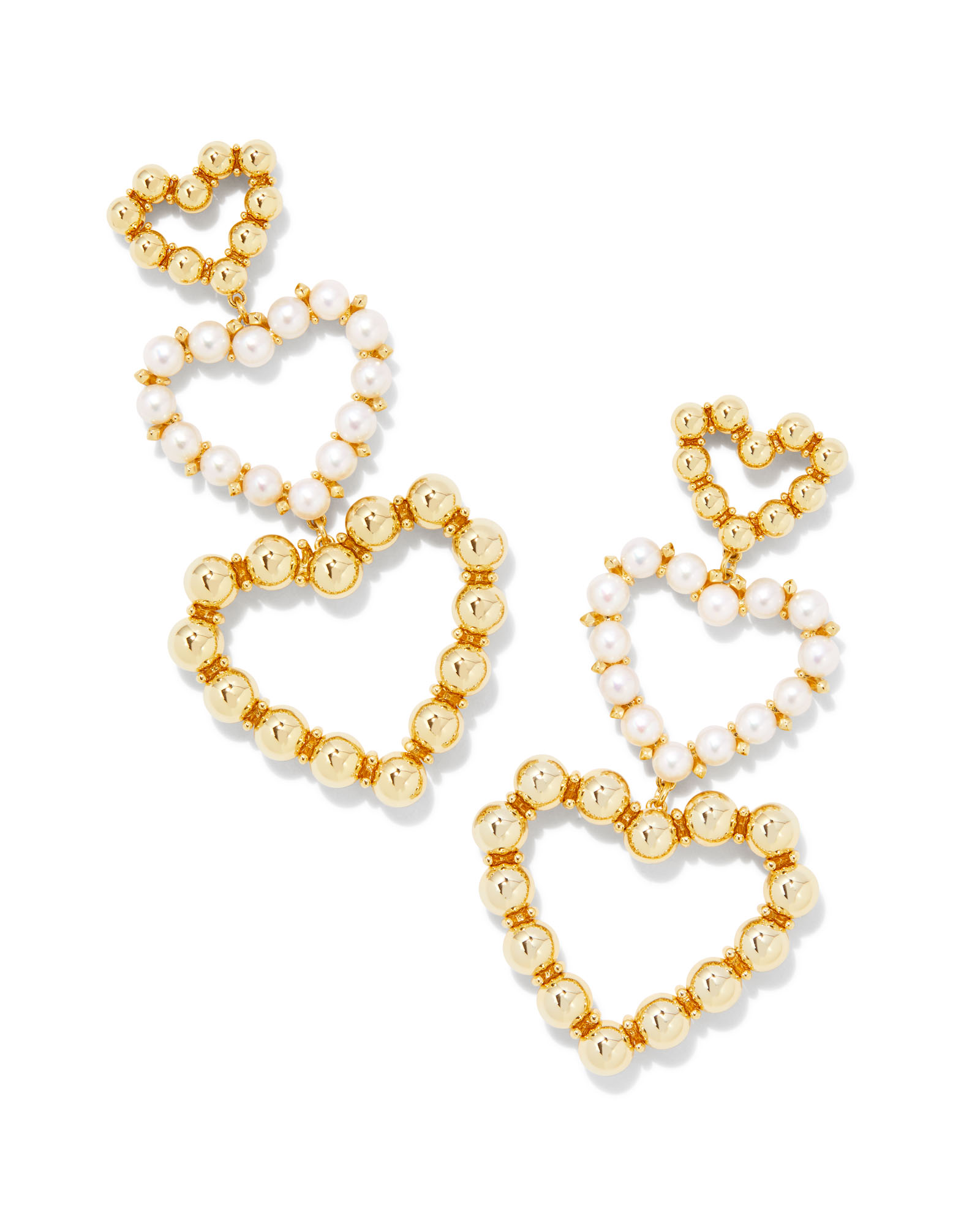 Ashton Gold Pearl Heart Statement Earrings in Freshwater Cultured Pearl ...