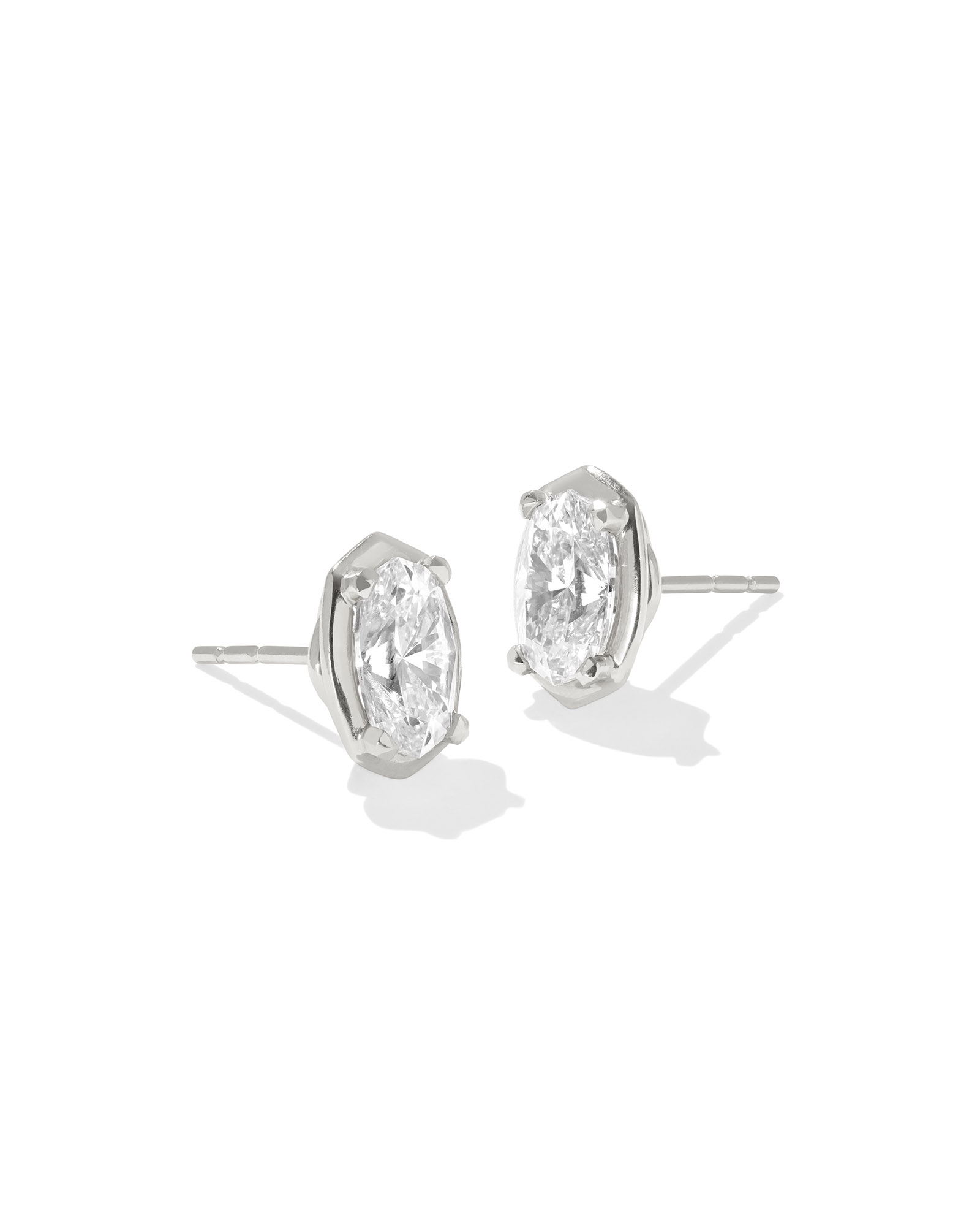 Lab Grown White Diamond Custom Elisa Stud Earrings in 14k White Gold ...