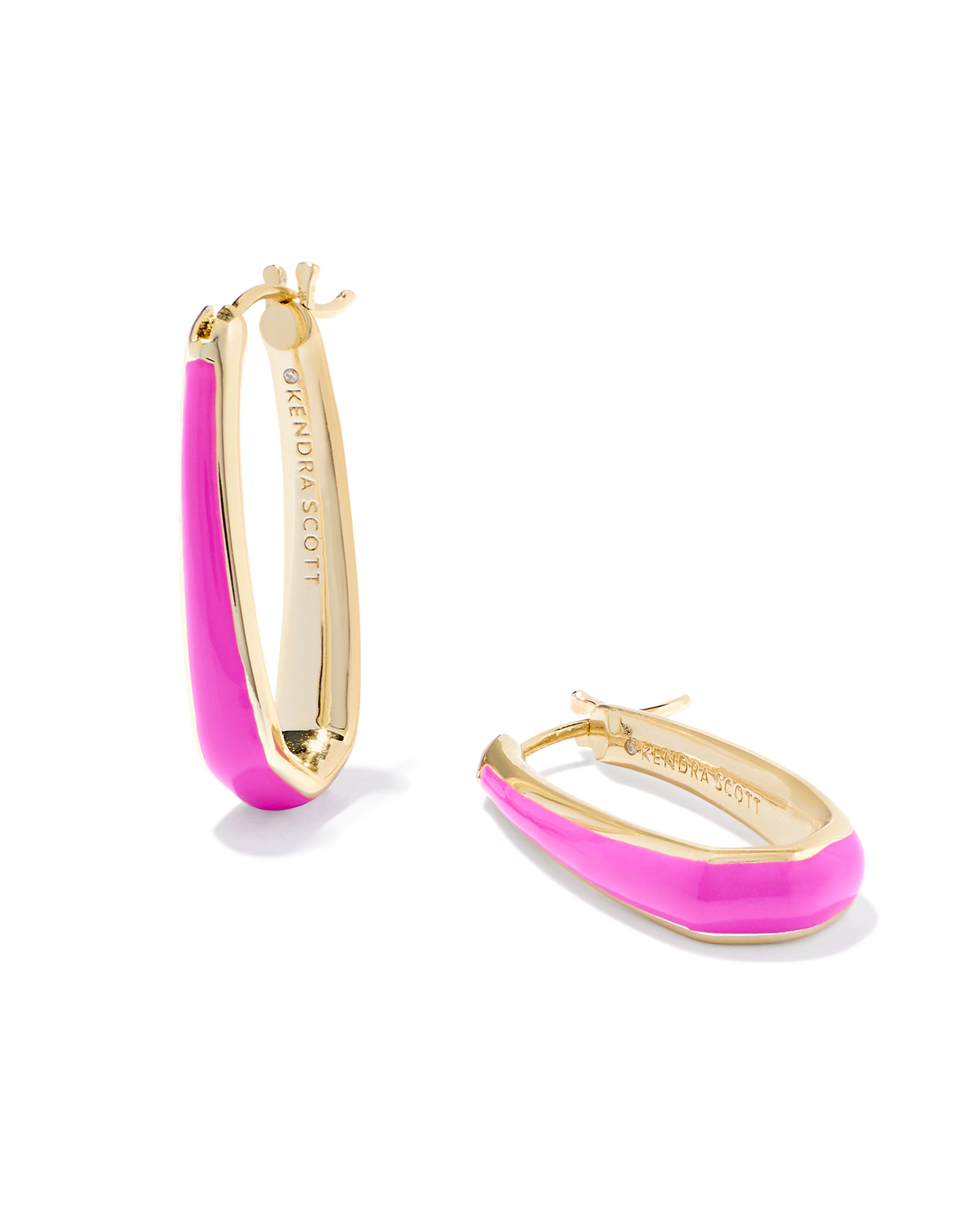 Kelsey Gold Hoop Earrings in Pink Enamel | Kendra Scott