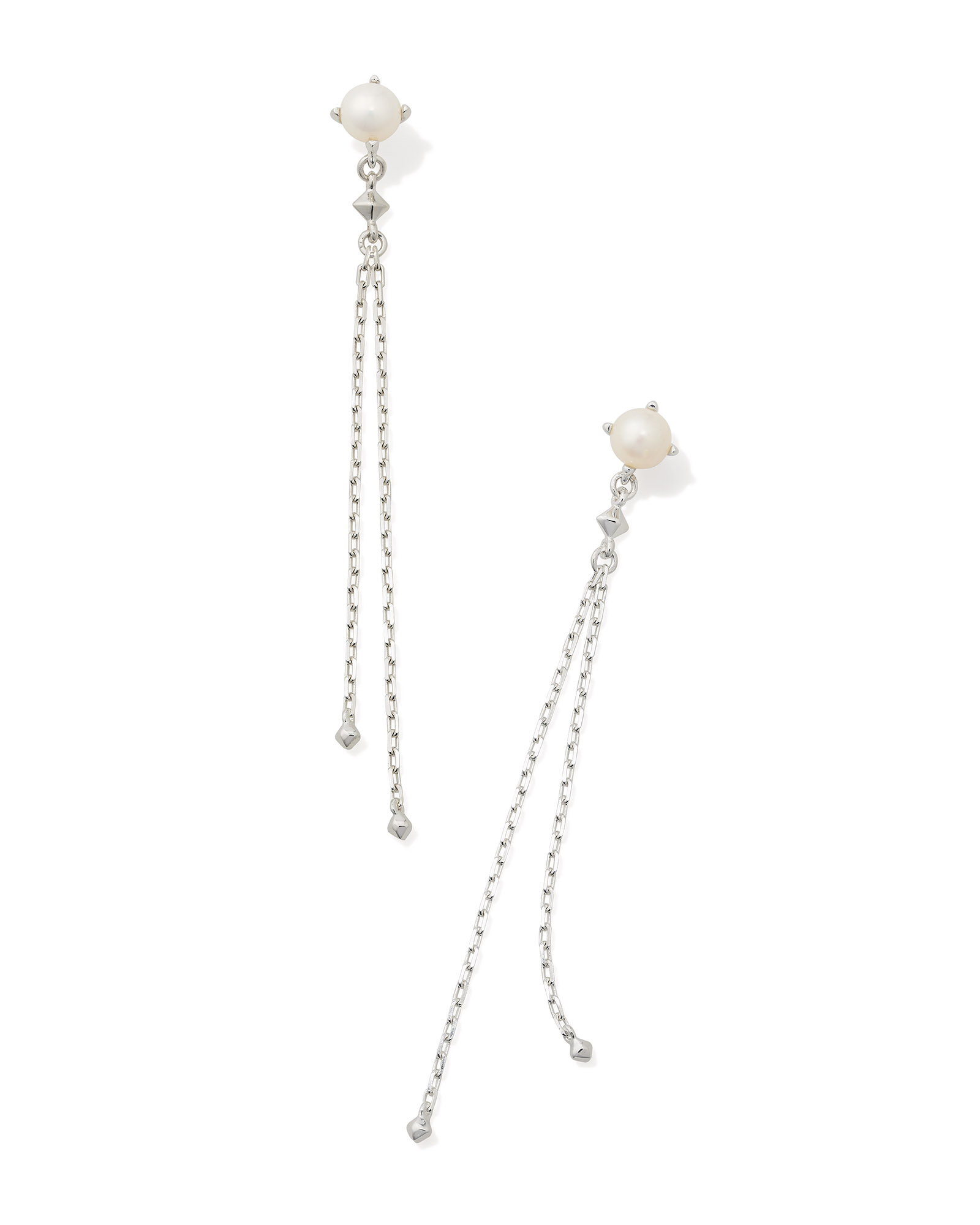 Emmaline Sterling Silver Chain Stud Earrings in Freshwater Cultured ...