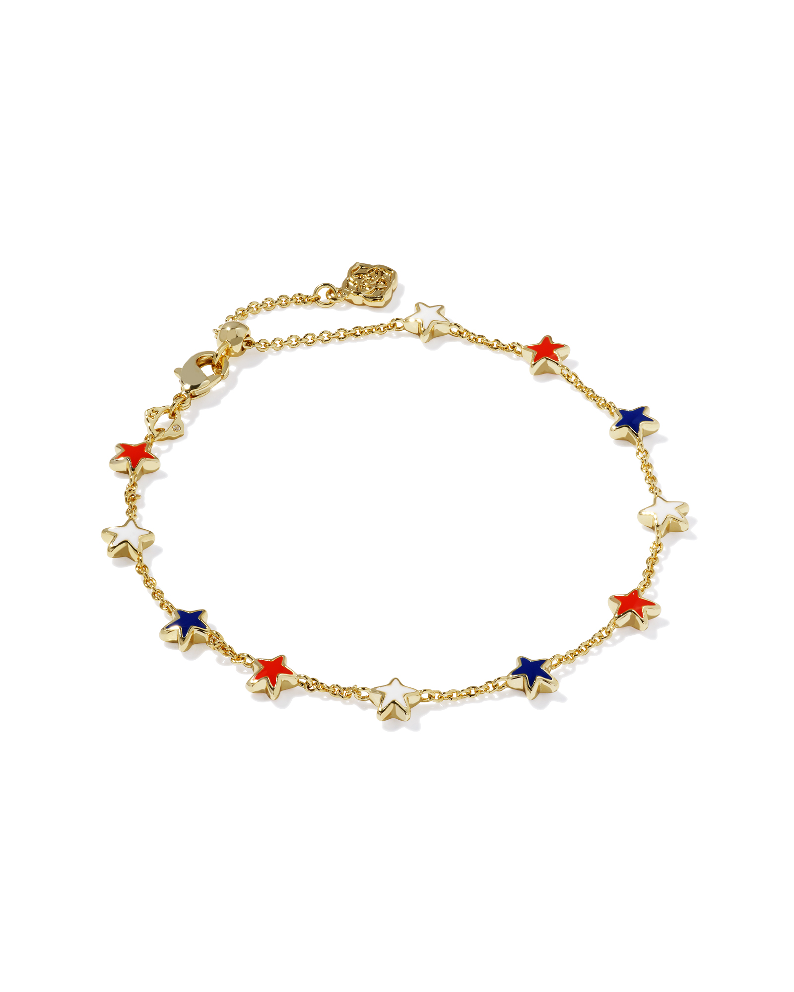 Sierra Gold Star Delicate Chain Bracelet in Red White Blue Mix | Kendra ...