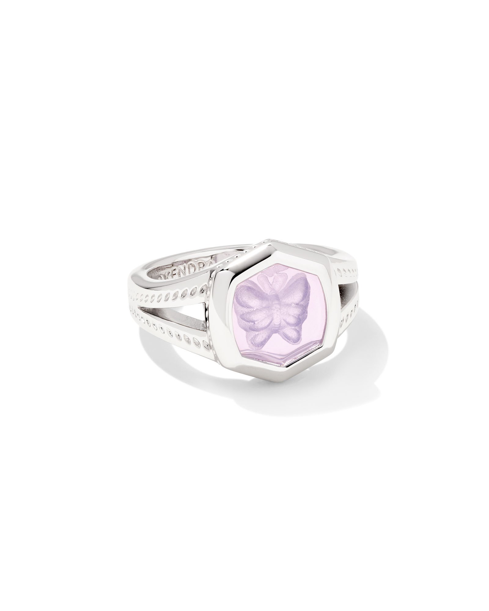 Davie Intaglio Silver Statement Ring in Lavender Opalite Glass ...