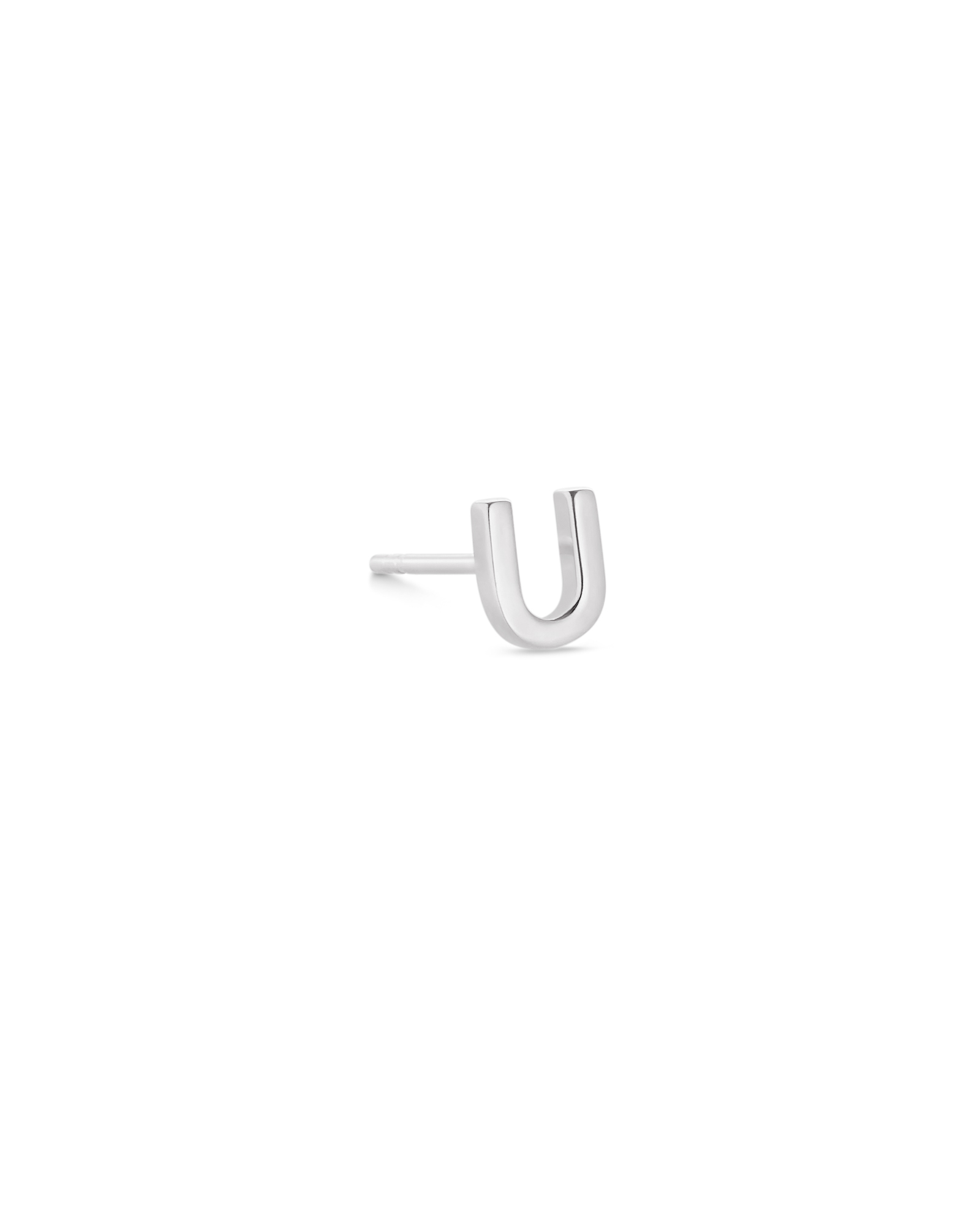 Letter U Stud Earring in Sterling Silver
