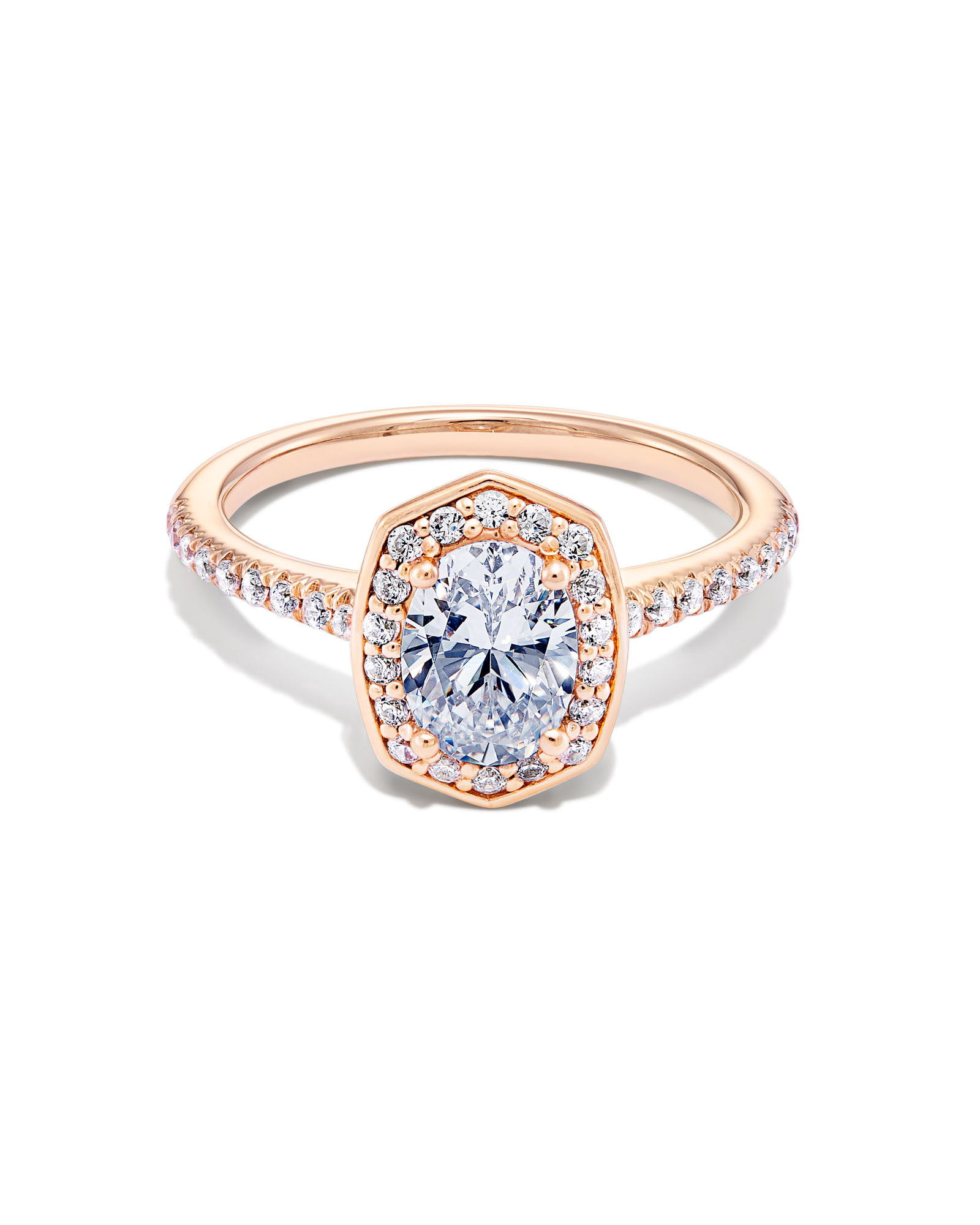 Oval Iconic Halo Engagement Ring in 14k Rose Gold | Kendra Scott
