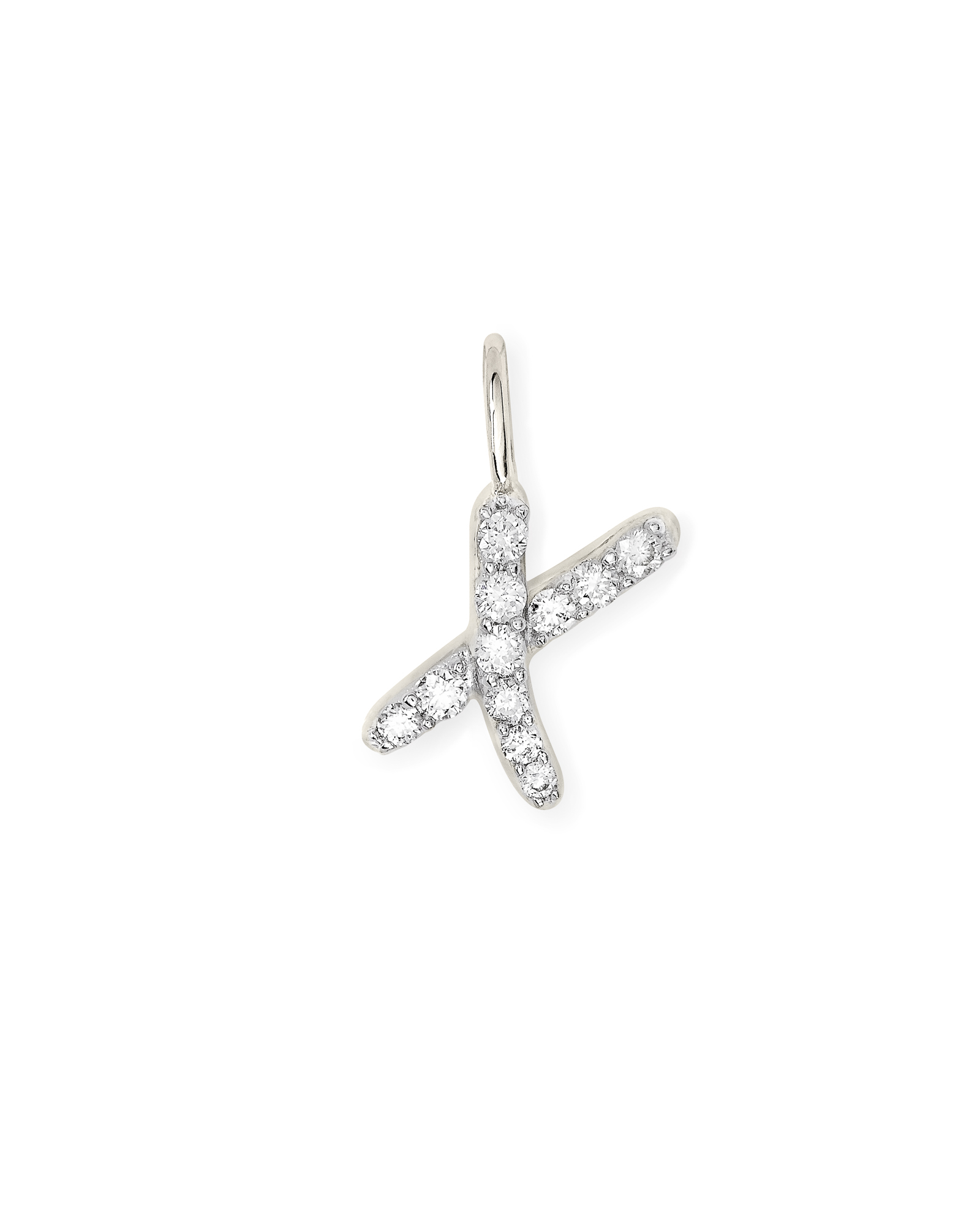 14k White Gold Letter X Charm in White Diamond | Kendra Scott