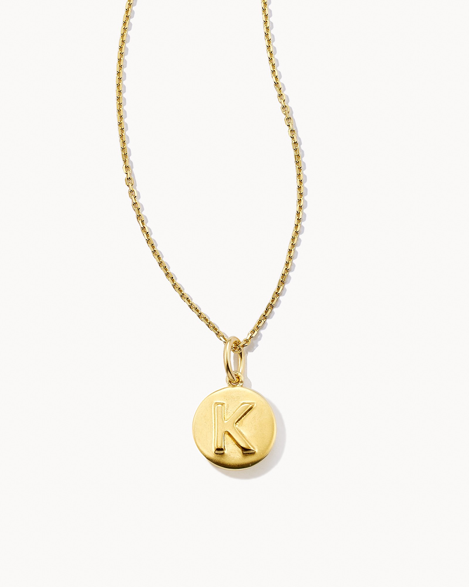 Letter K Coin Pendant Necklace in 18k Gold Vermeil