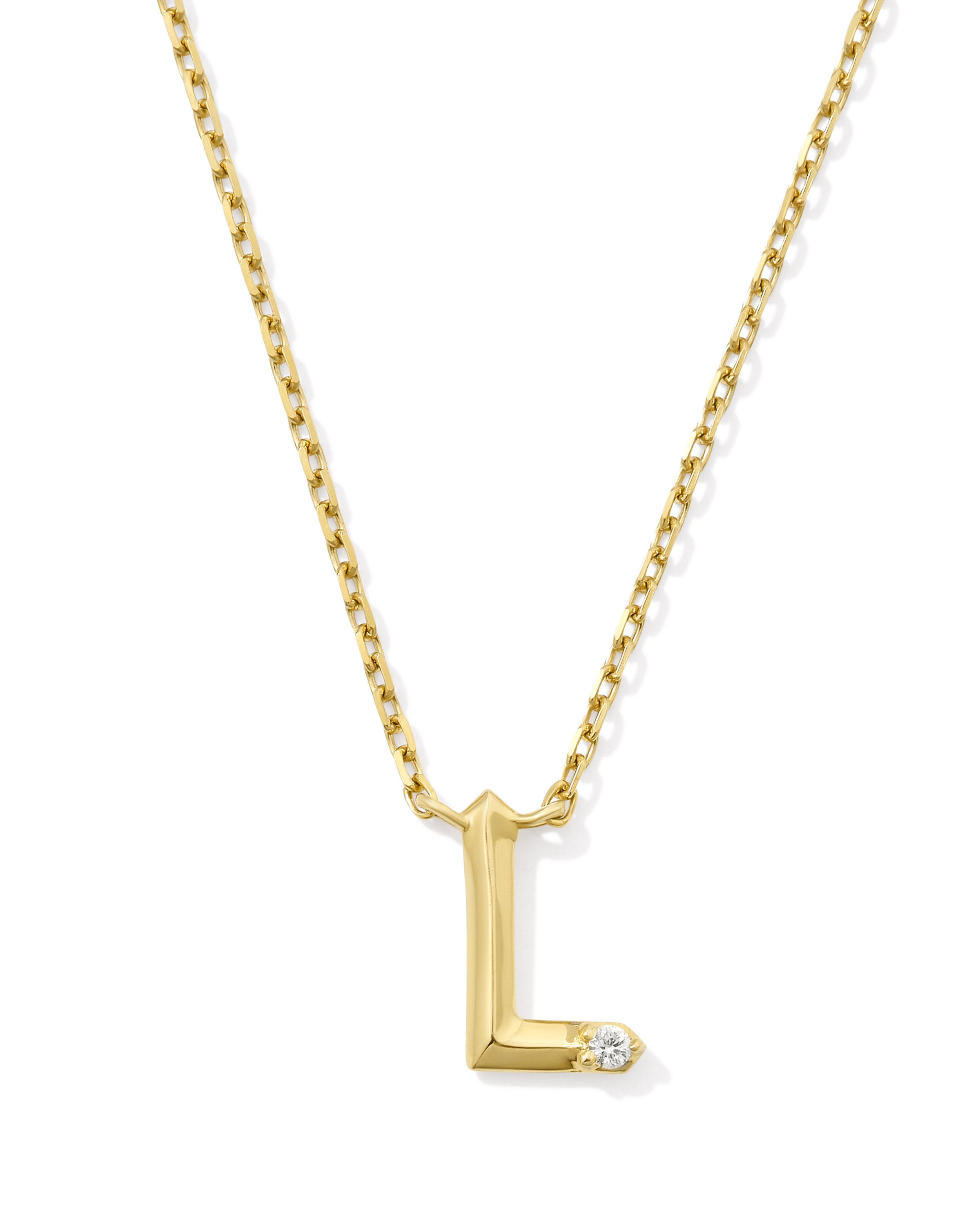 Diamond Accent Letter L 14k Yellow Gold Pendant Necklace in White ...
