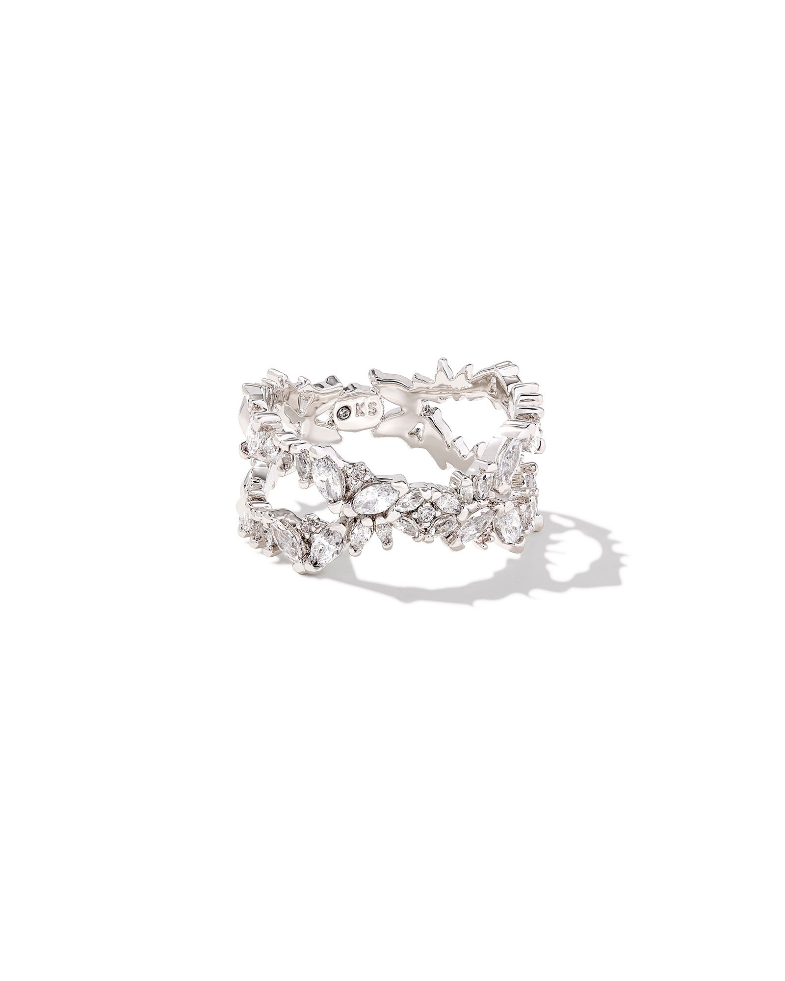 Rosalie Silver Double Band Ring in White CZ | Kendra Scott