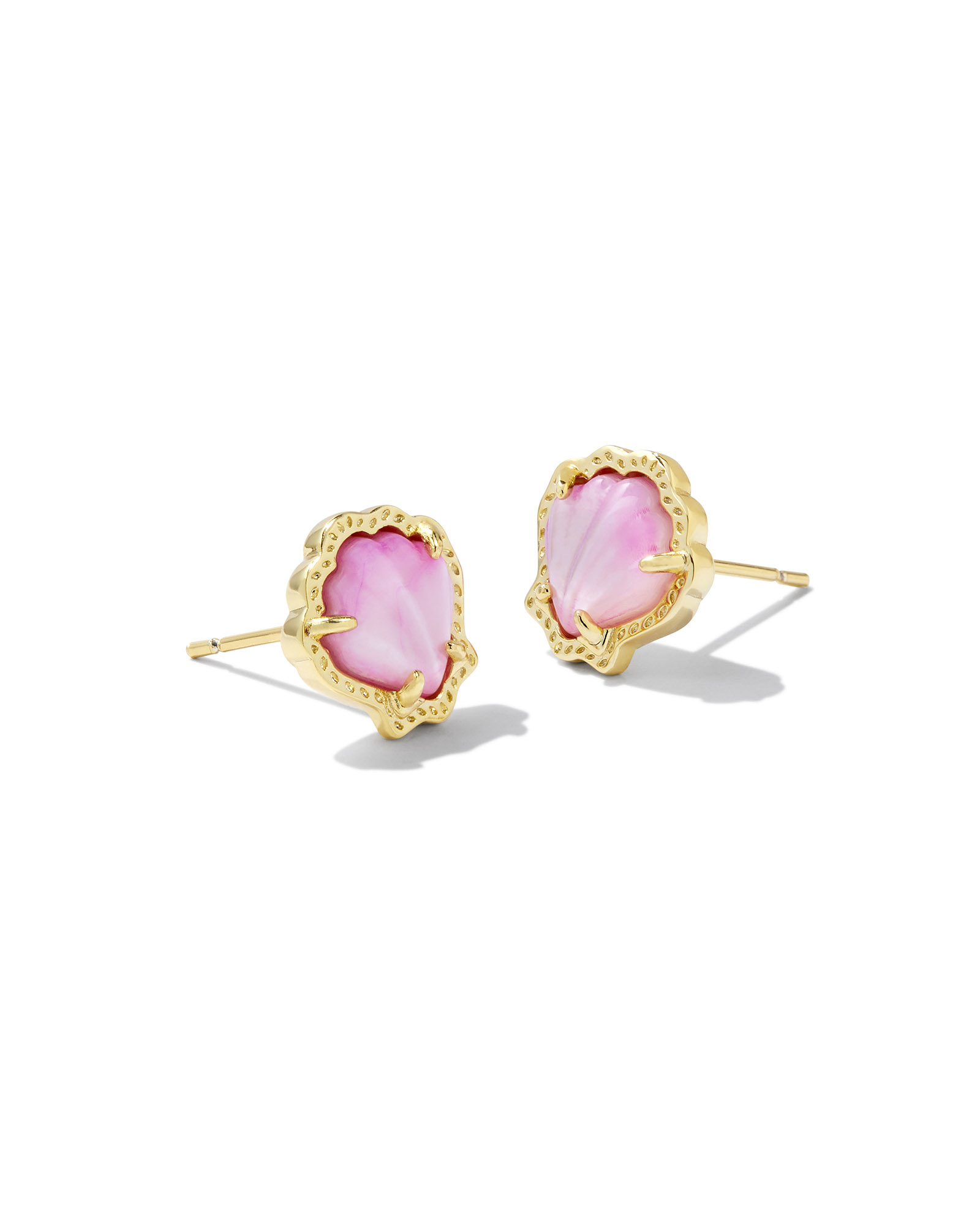 Brynne Gold Shell Stud Earrings in Blush Ivory Mother-of-Pearl | Kendra ...