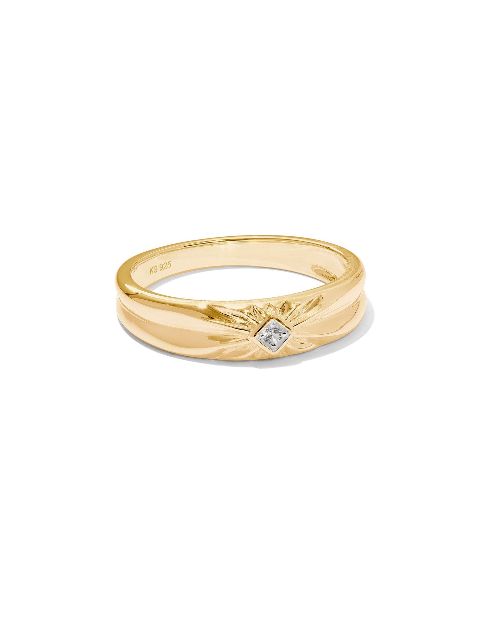 Maia 18k Gold Vermeil Square Bezel Band Ring in White Sapphire | Kendra ...