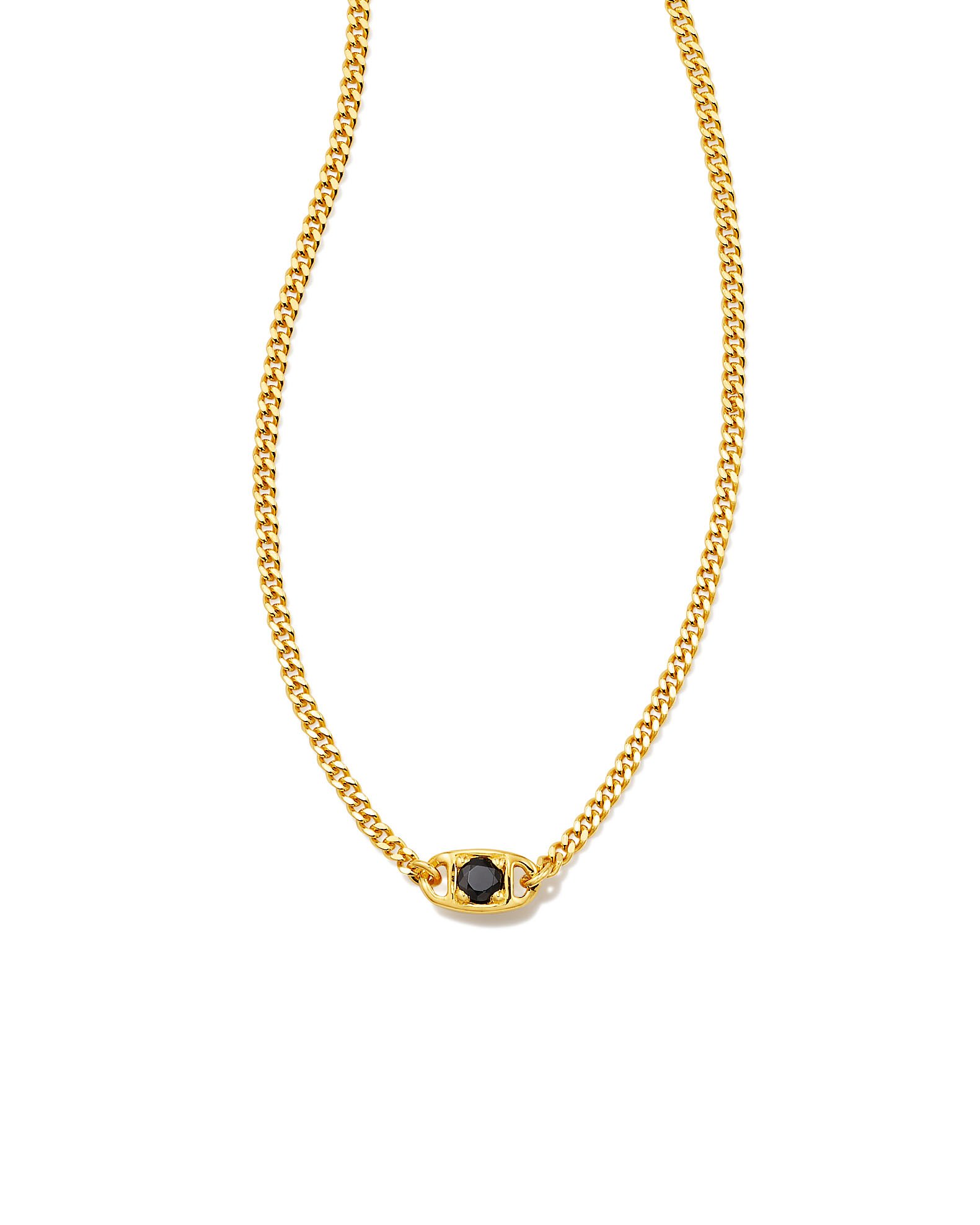 Delaney 18k Gold Vermeil Curb Chain Pendant Necklace in Black Spinel ...