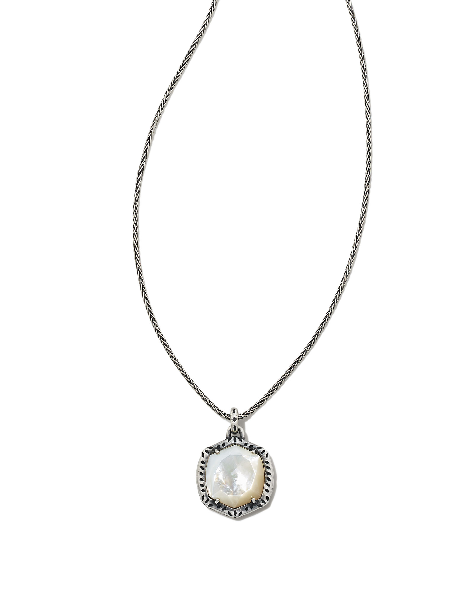Davis Oxidized Sterling Silver Etch Frame Short Pendant Necklace in ...