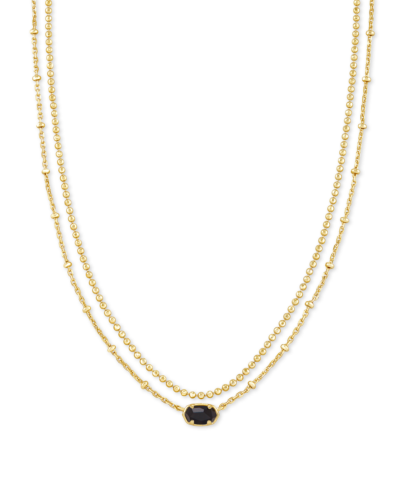Emilie Gold Multi Strand Necklace in Black Obsidian | Kendra Scott