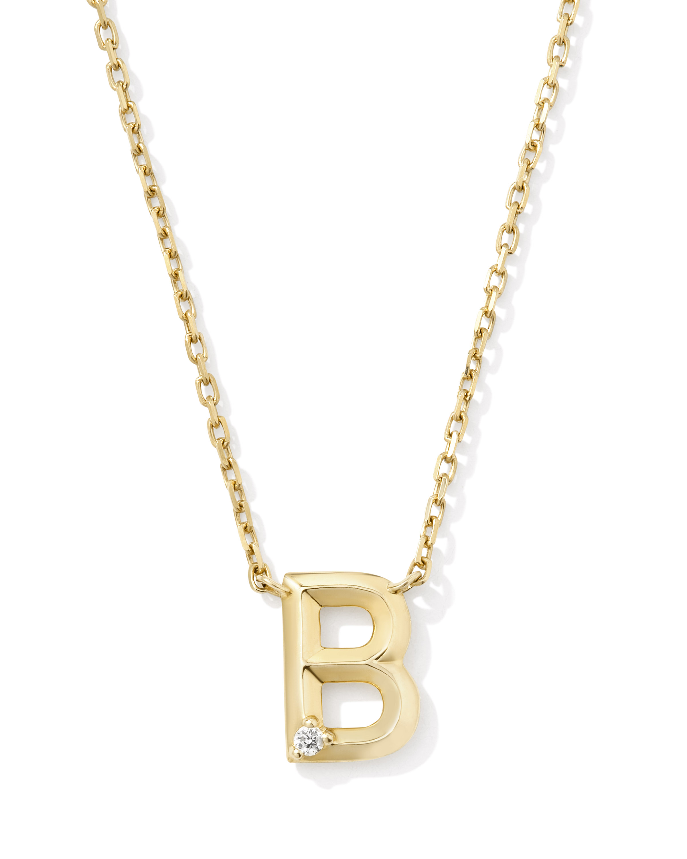 Diamond Accent Letter B 14k Yellow Gold Pendant Necklace in White ...