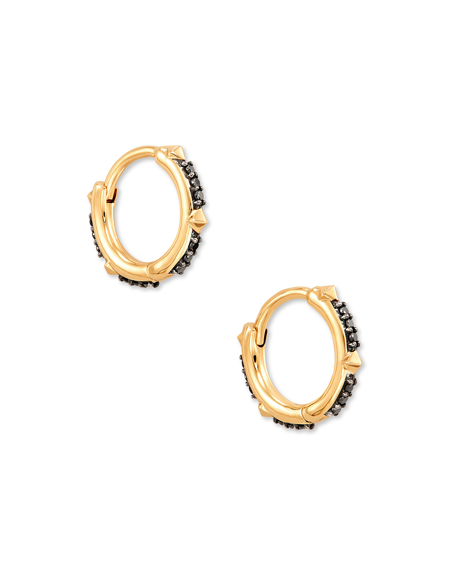 Jett 14k Yellow Gold Huggie Earrings in Black Diamond | Kendra Scott