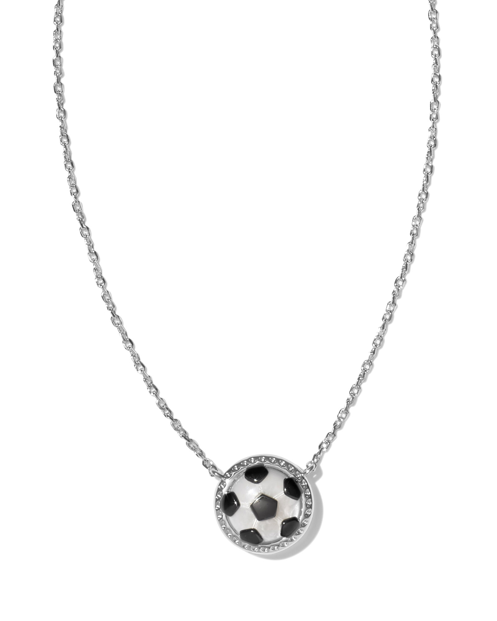 Soccer Silver Short Pendant Necklace in Ivory Mother-of-Pearl | Kendra ...
