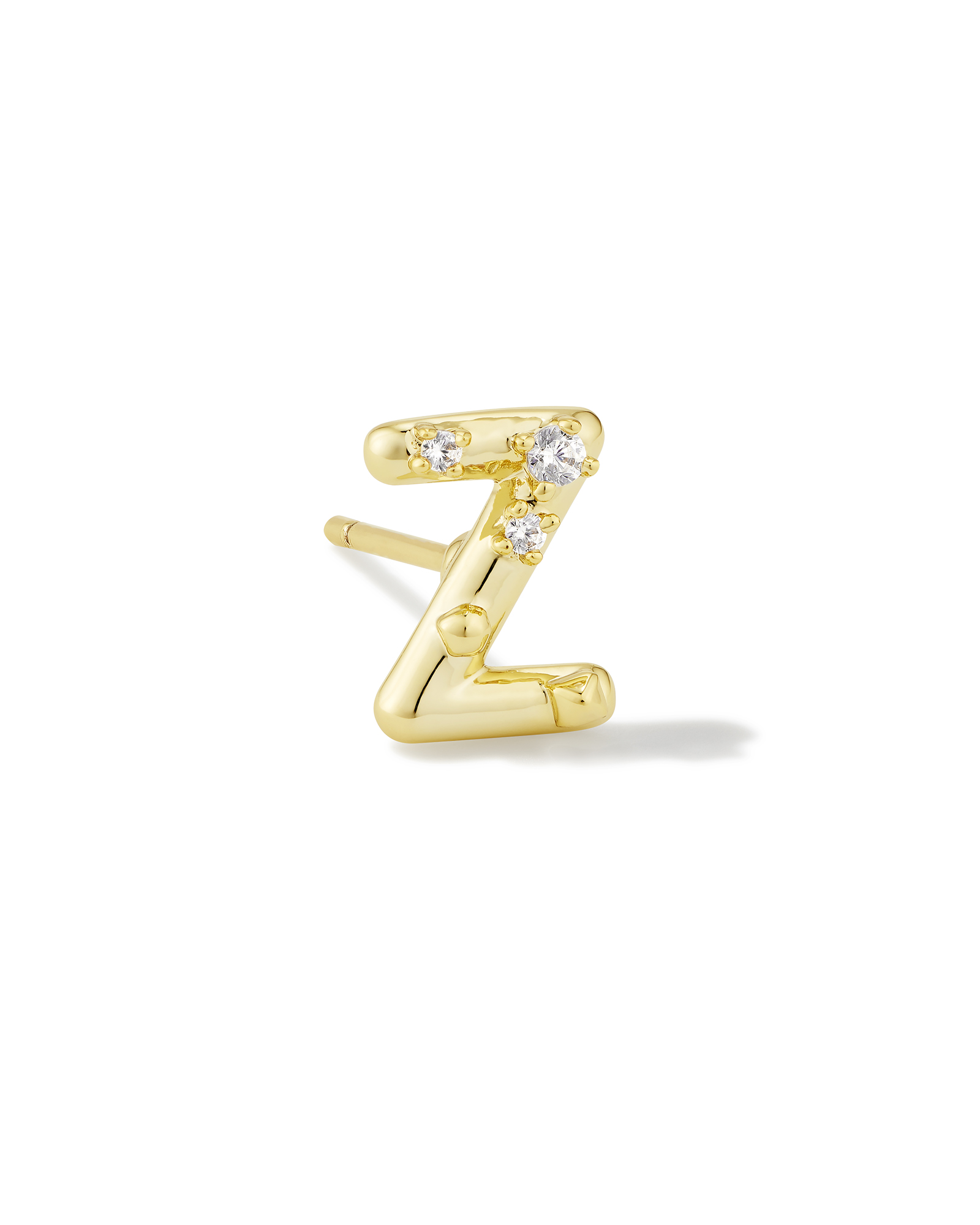 Crystal Letter Z Gold Single Stud Earring in White Crystal | Kendra Scott