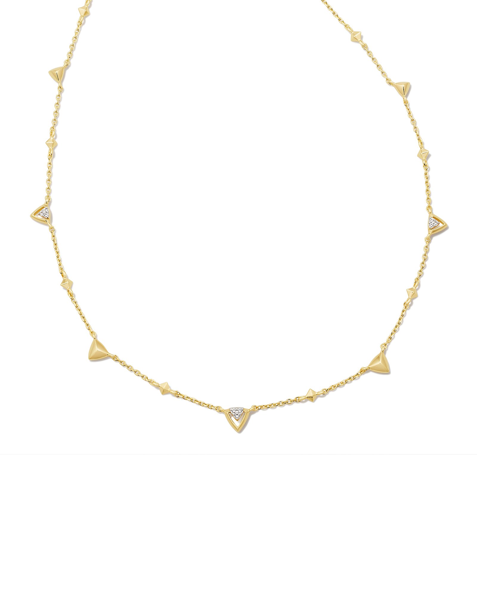 Spencer 18k Gold Vermeil Strand Necklace in White Topaz | Kendra Scott