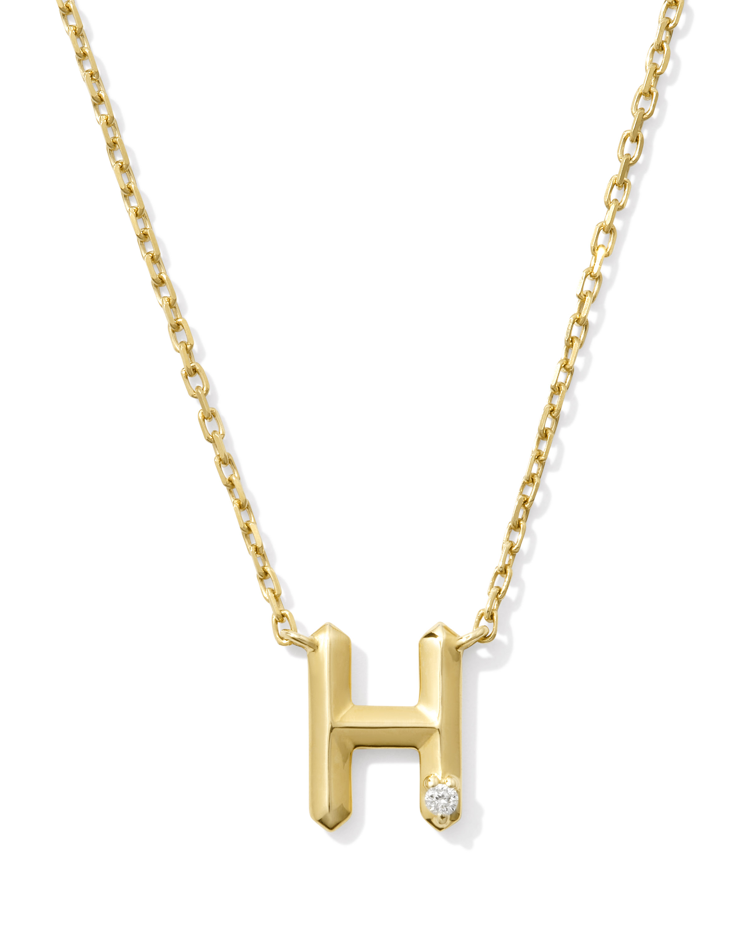 Diamond Accent Letter H 14k Yellow Gold Pendant Necklace in White ...