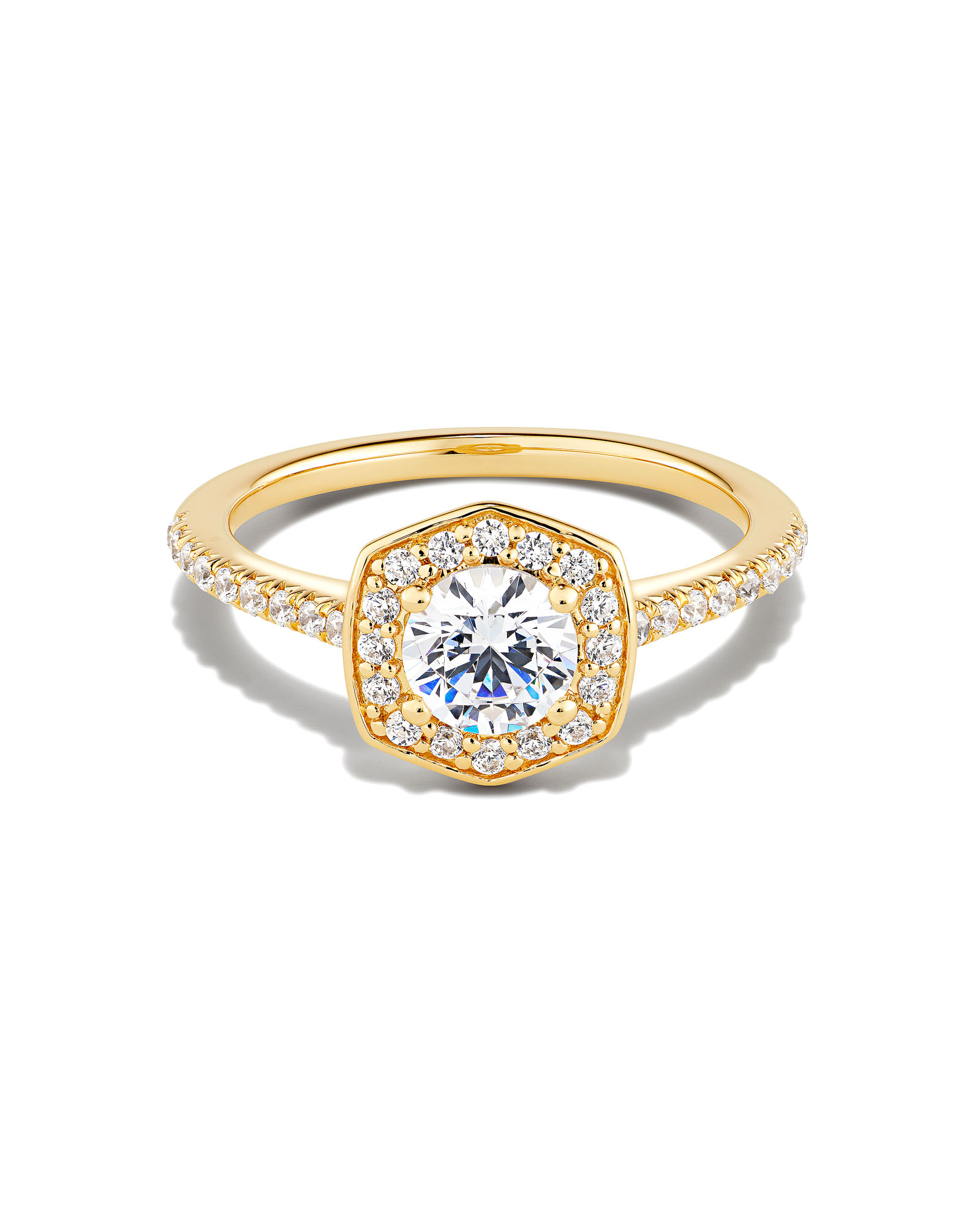 Round Iconic Halo Engagement Ring in 14k Yellow Gold | Kendra Scott