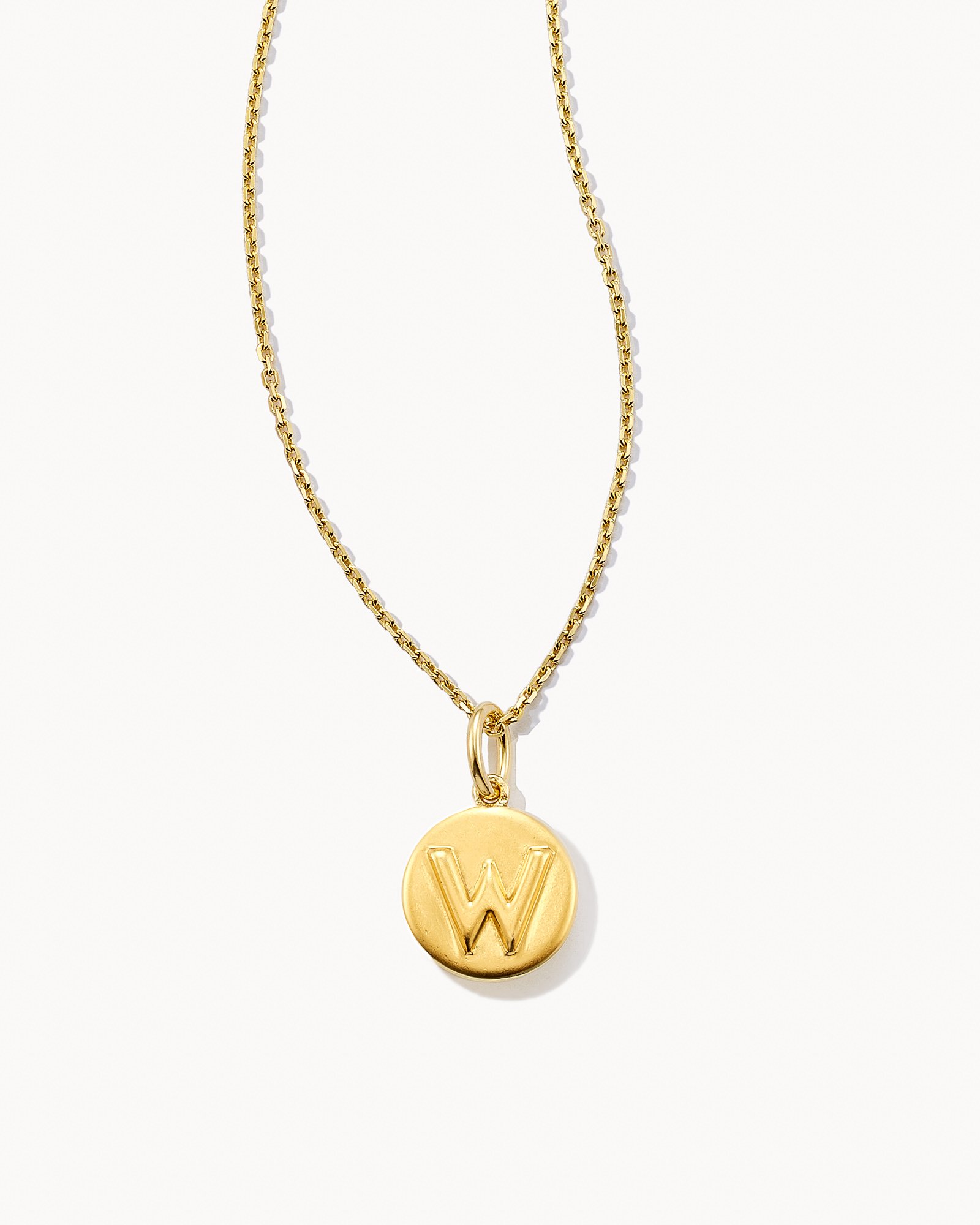 Letter W Coin Pendant Necklace in 18k Gold Vermeil