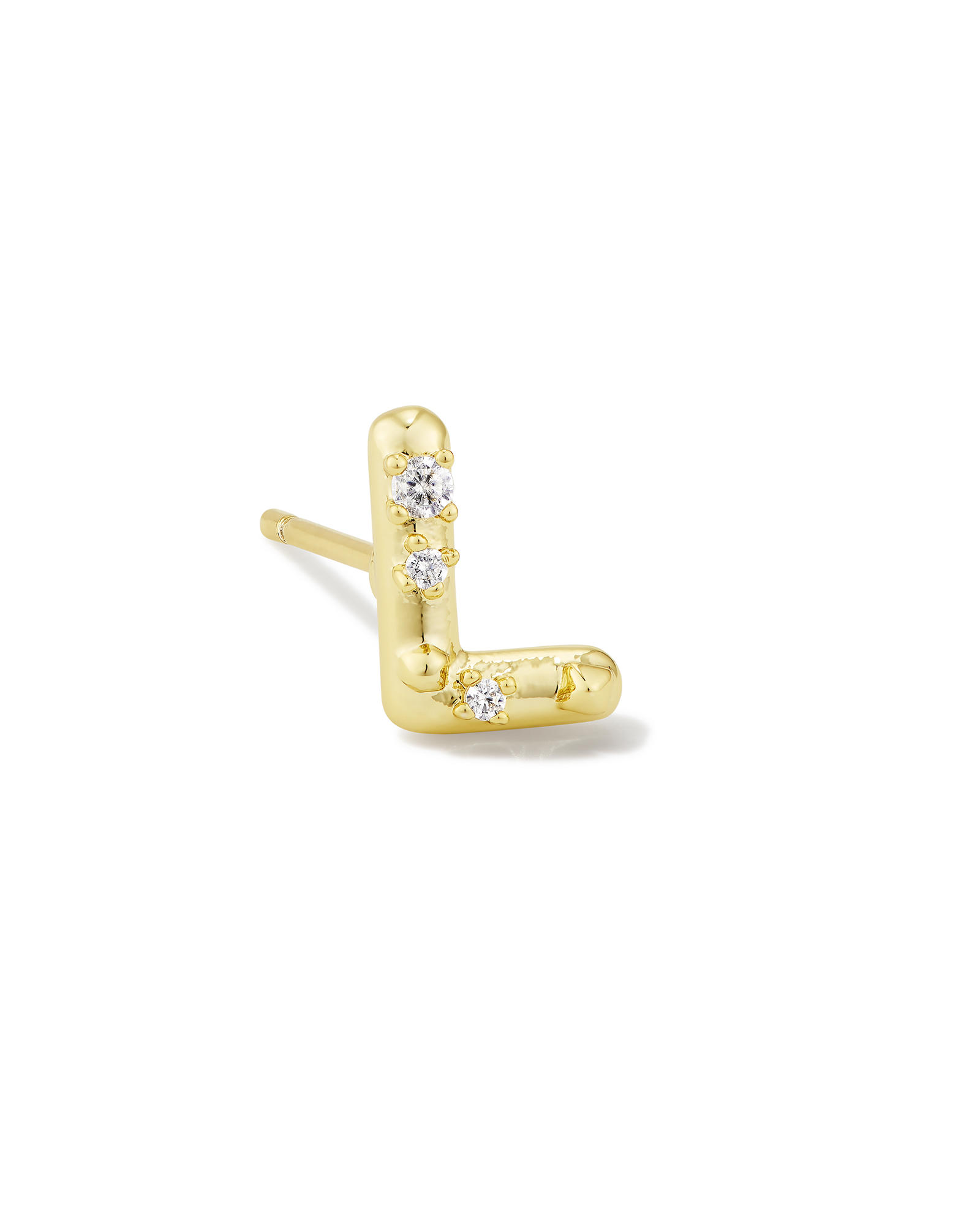 Crystal Letter L Gold Single Stud Earring in White Crystal | Kendra Scott