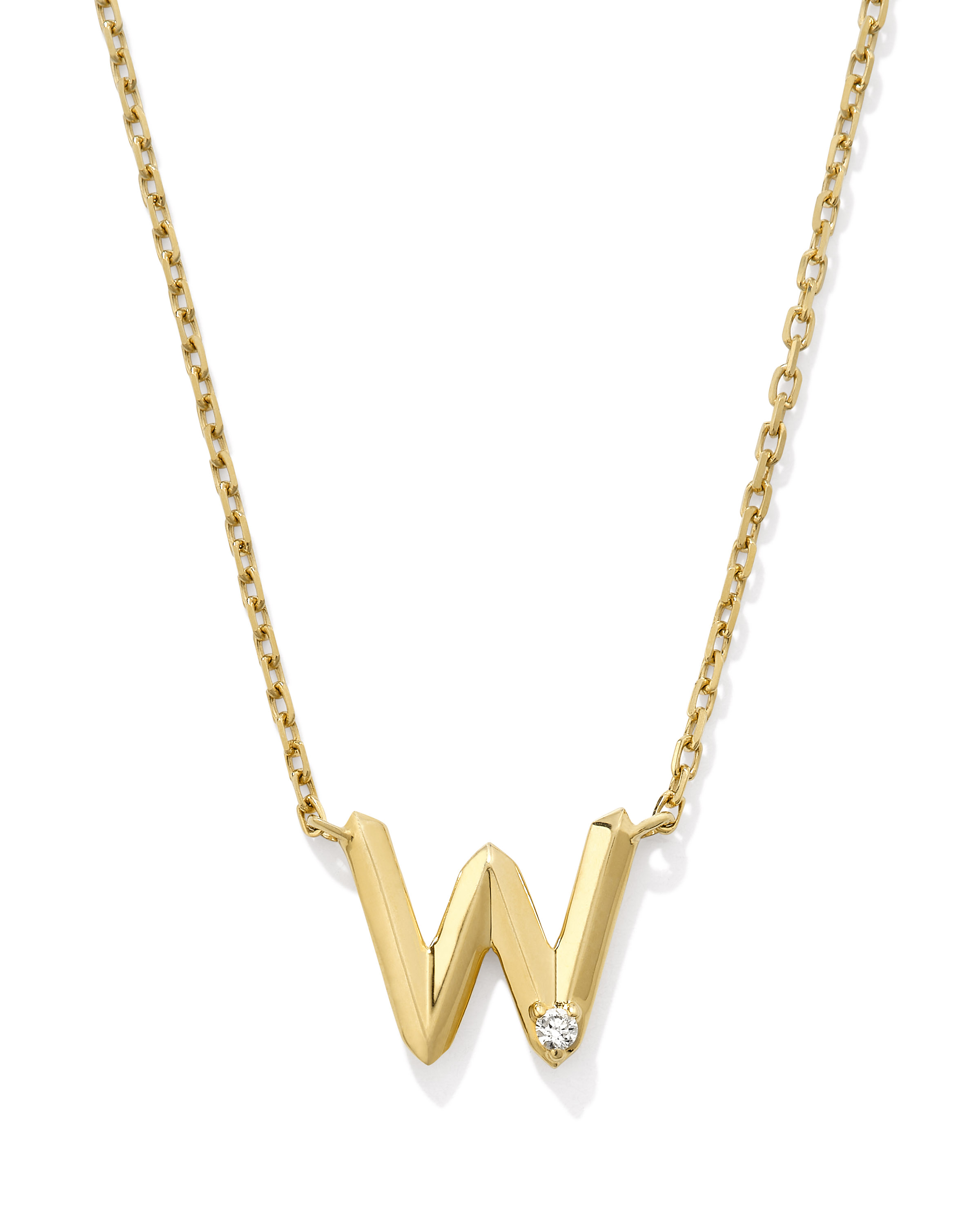 Diamond Accent Letter W 14k Yellow Gold Pendant Necklace in White ...