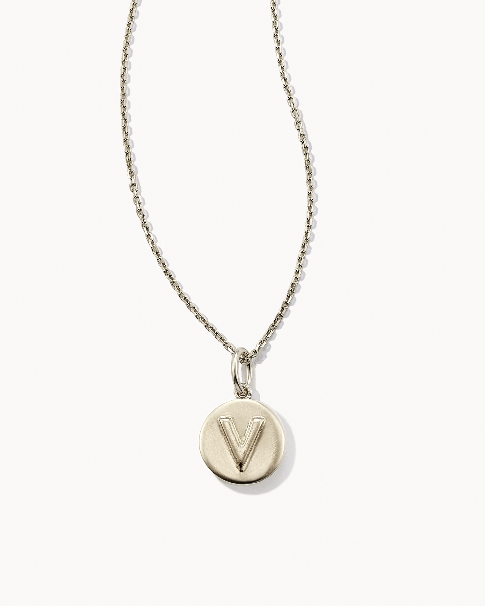 Letter V Coin Pendant Necklace in Oxidized Sterling Silver | Kendra Scott