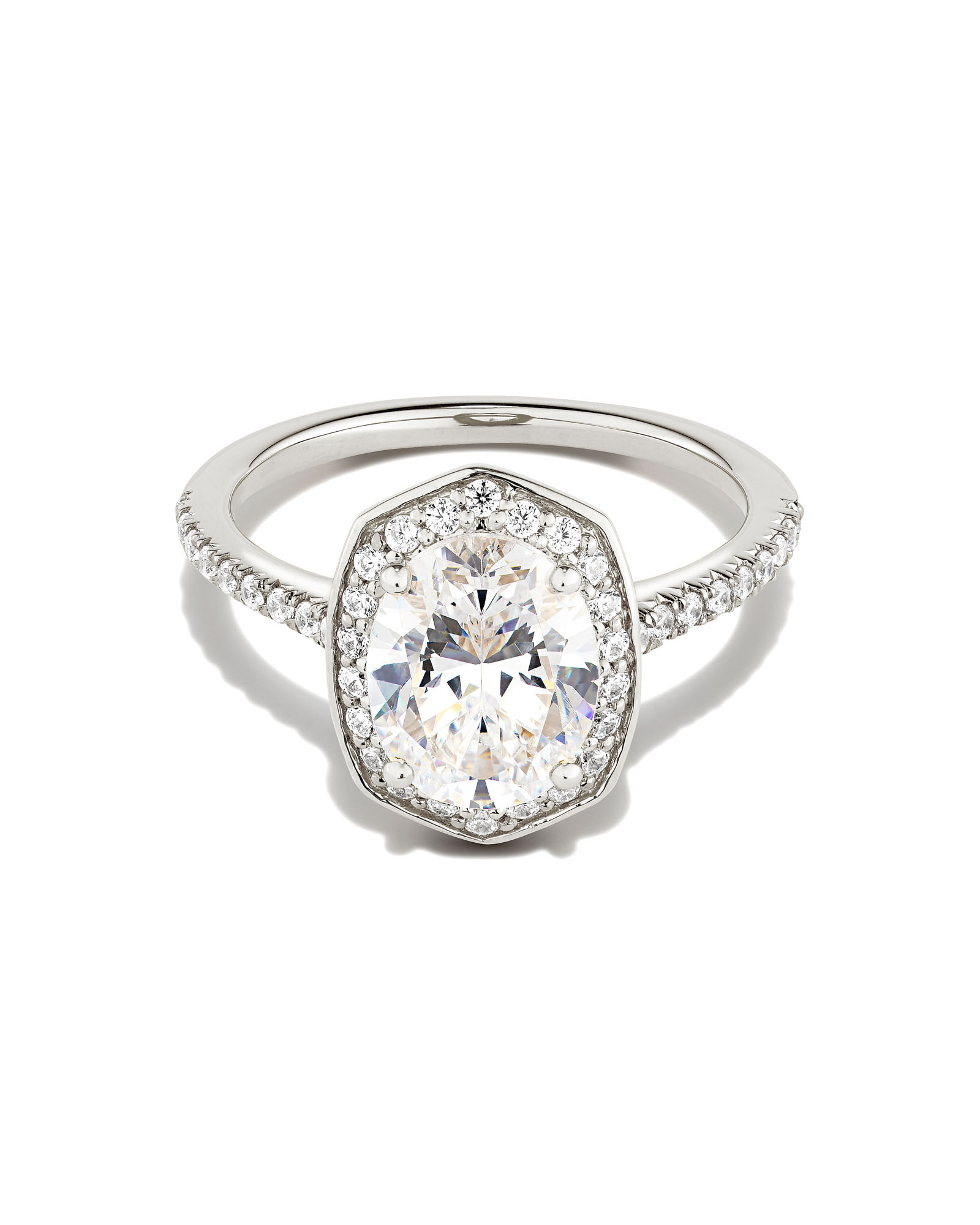 Oval Iconic Halo Engagement Ring in 14k White Gold | Kendra Scott
