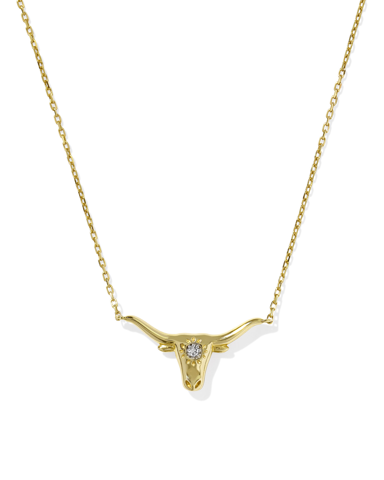 Diamond Accent 14k Yellow Gold Longhorn Necklace in White Diamond ...