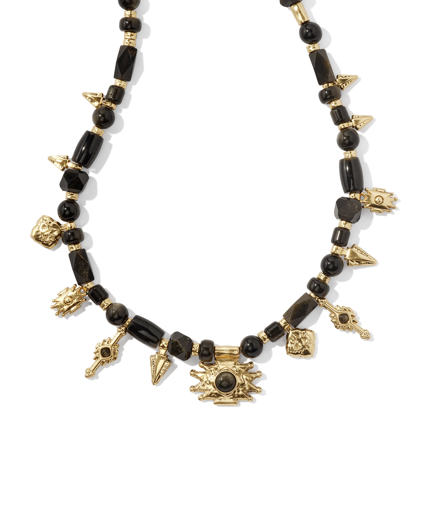 Shera Vintage Gold Beaded Charm Necklace in Golden Obsidian | Kendra Scott