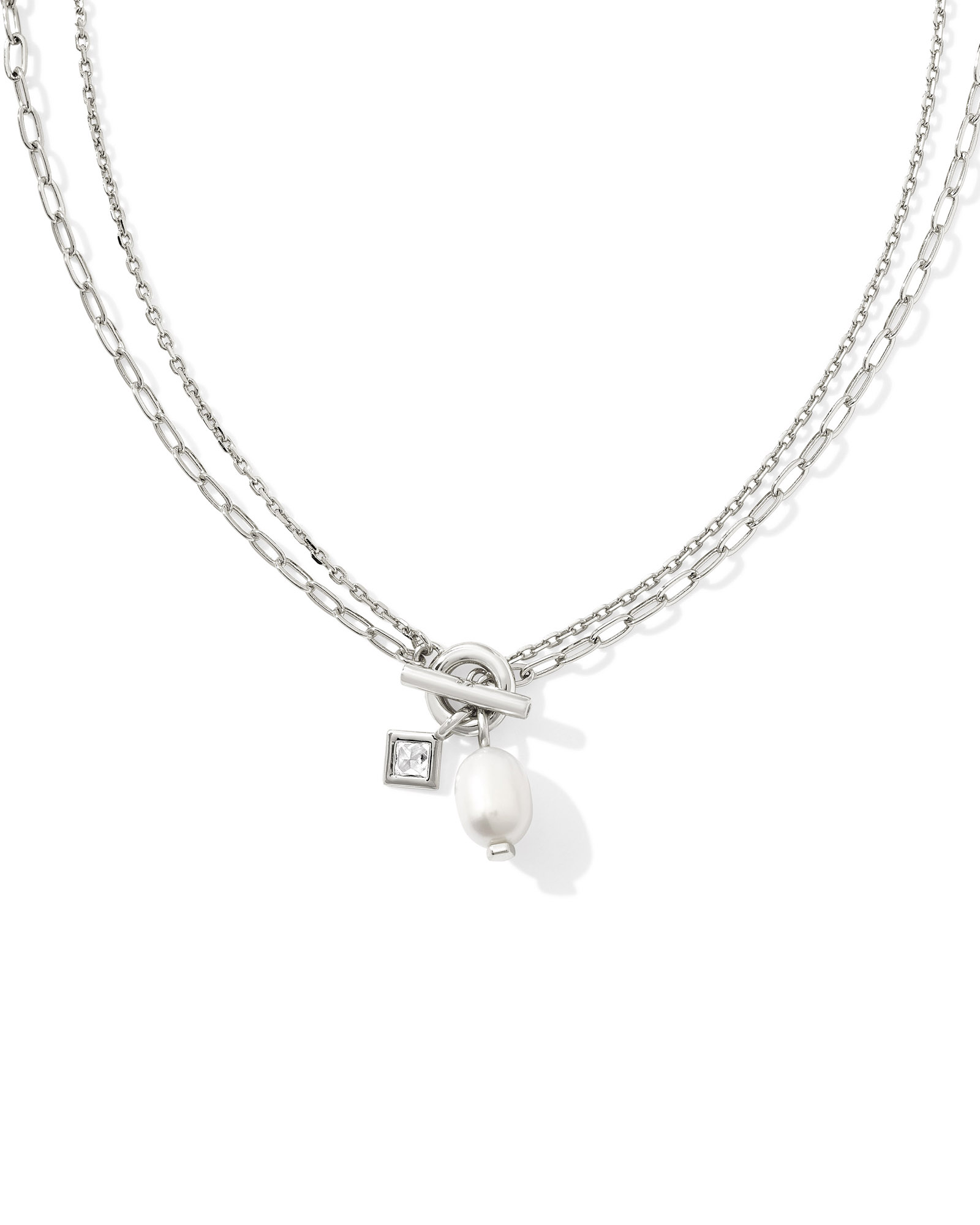 Eve Silver Chain Multi Strand Necklace in Freshwater Cultured Pearl ...