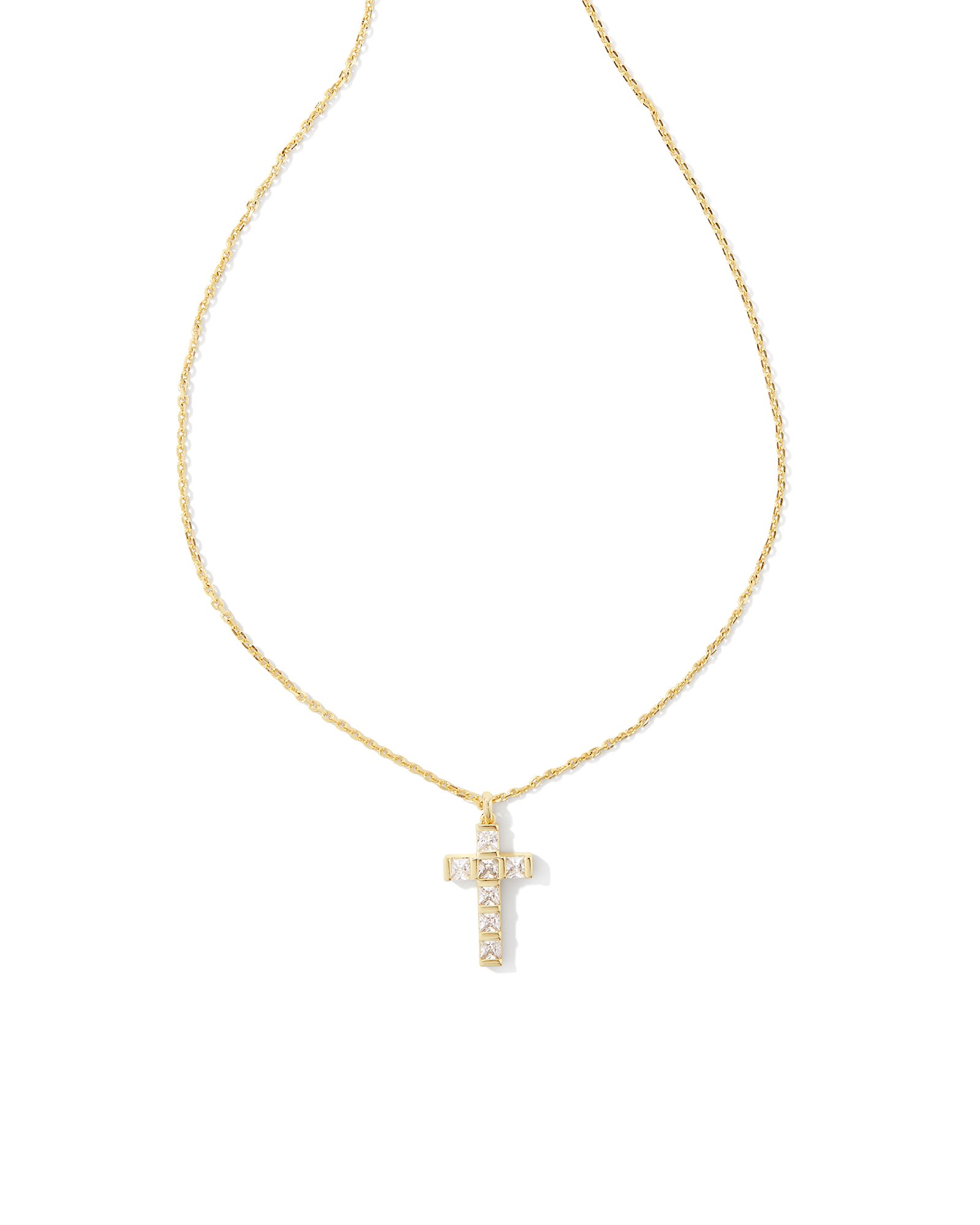 Gracie Gold Cross Short Pendant Necklace in White Crystal | Kendra Scott