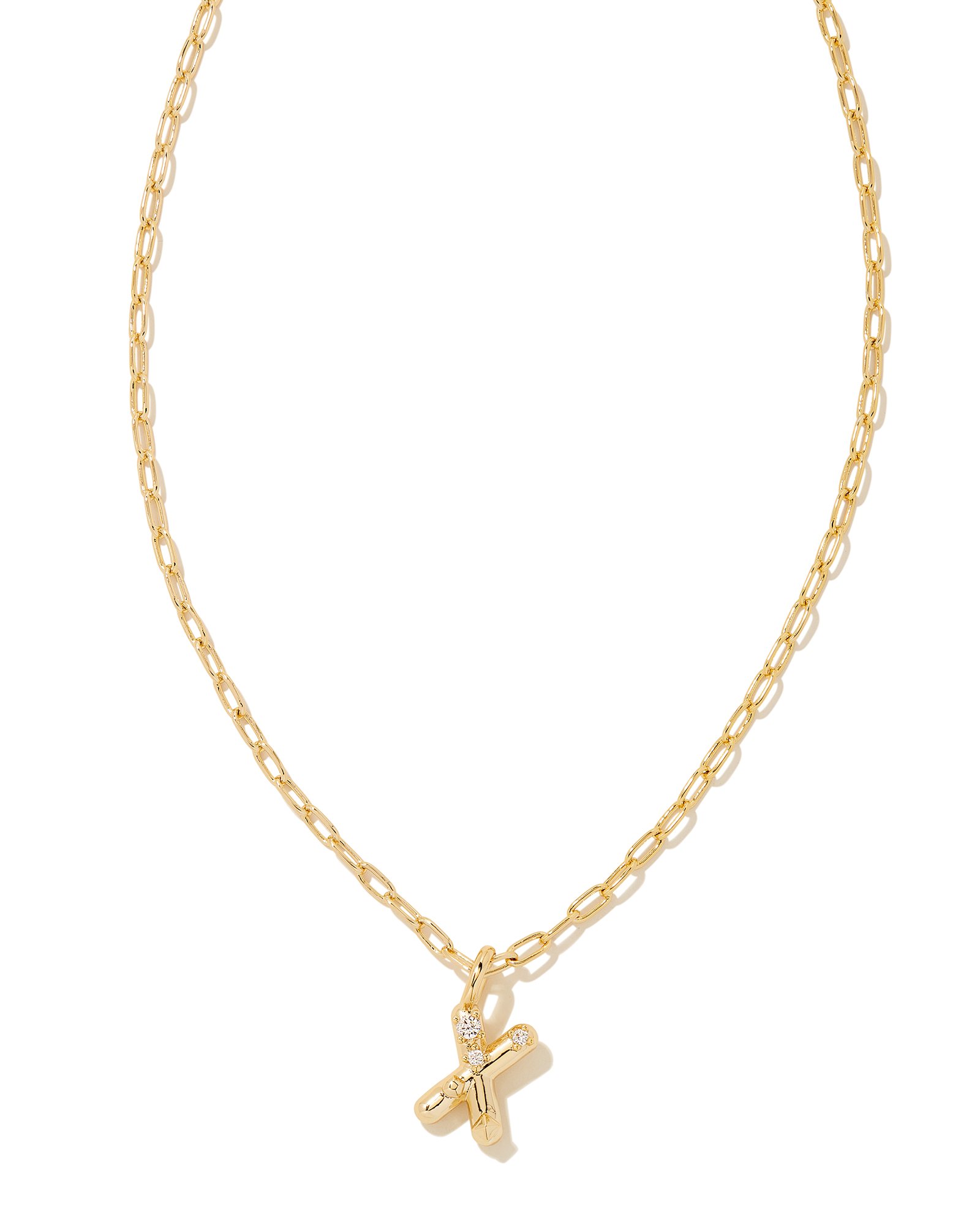 Crystal Letter X Gold Short Pendant Necklace in White Crystal | Kendra ...