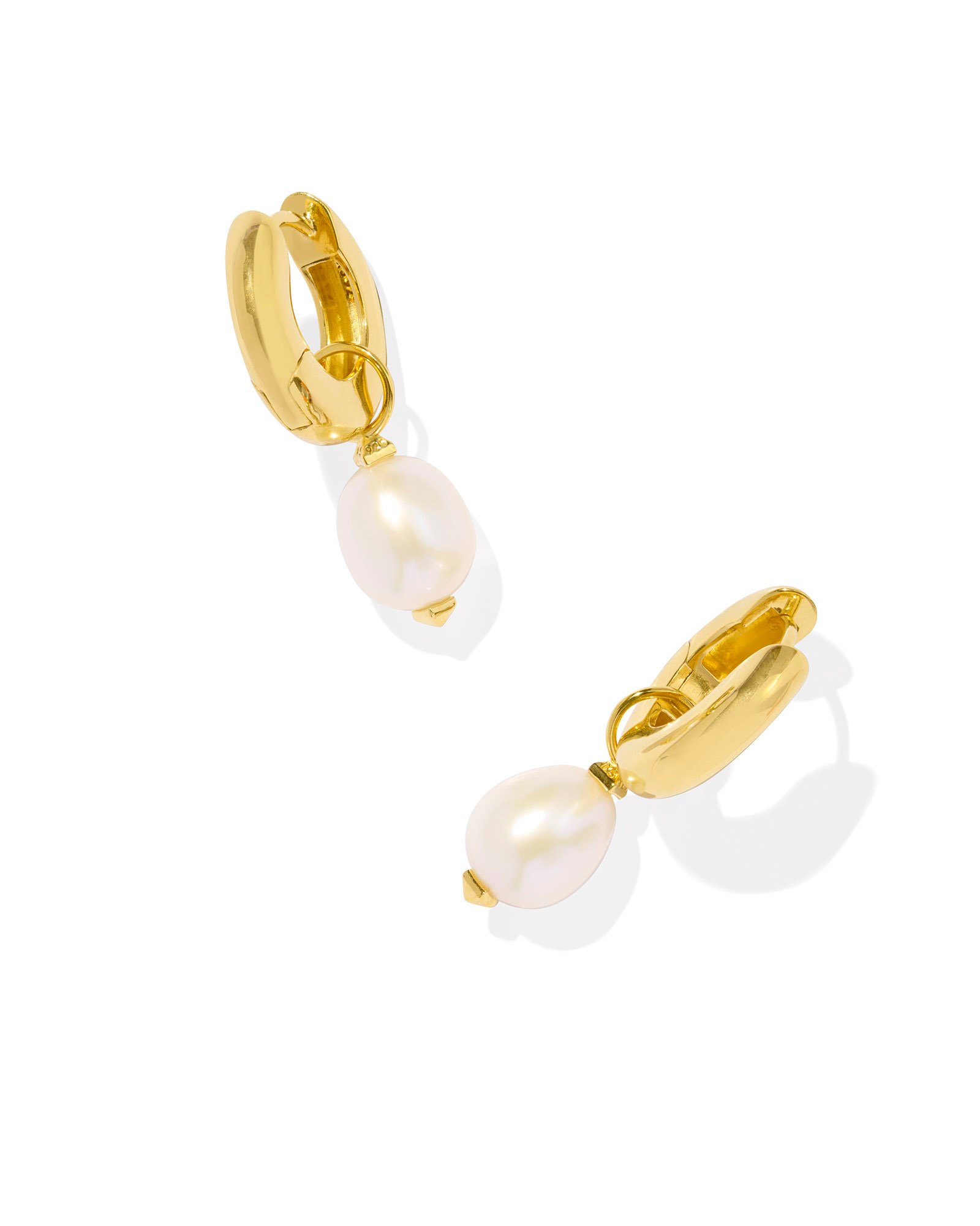 Jessica 18k Gold Vermeil Pearl Huggie Earrings in Freshwater Cultured ...