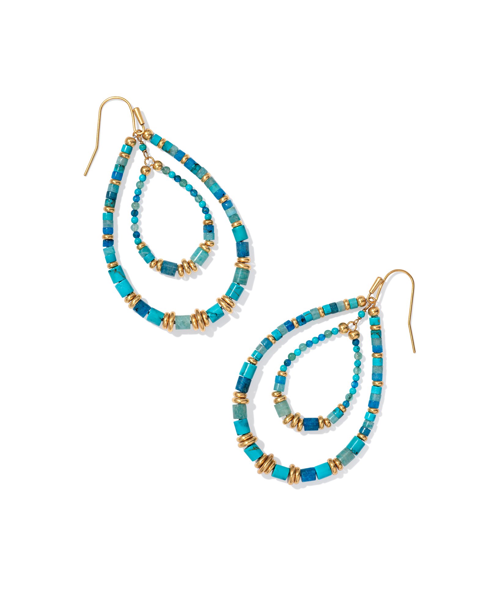 Bree Vintage Gold Open Frame Earrings in Teal Mix | Kendra Scott