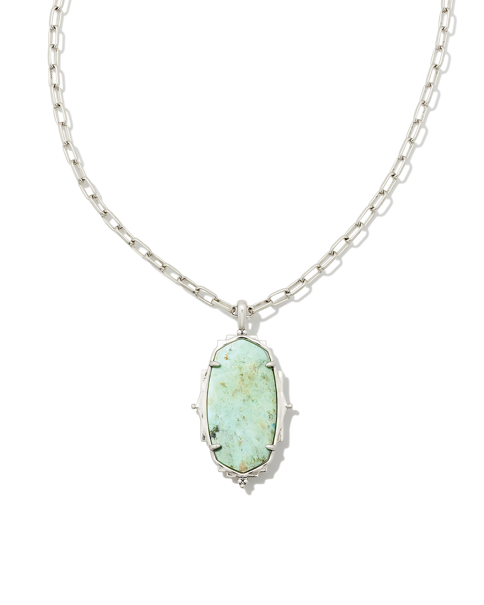 Baroque Vintage Silver Ella Long Pendant Necklace in Sea Green ...