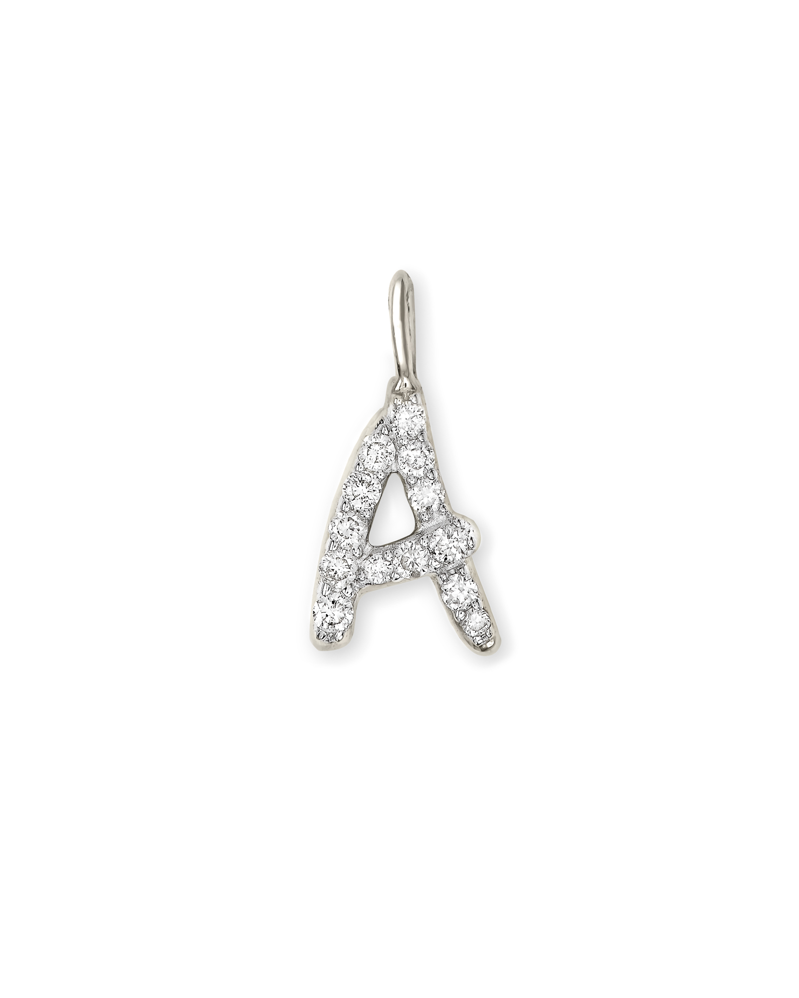 14k White Gold Letter A Charm in White Diamond | Kendra Scott