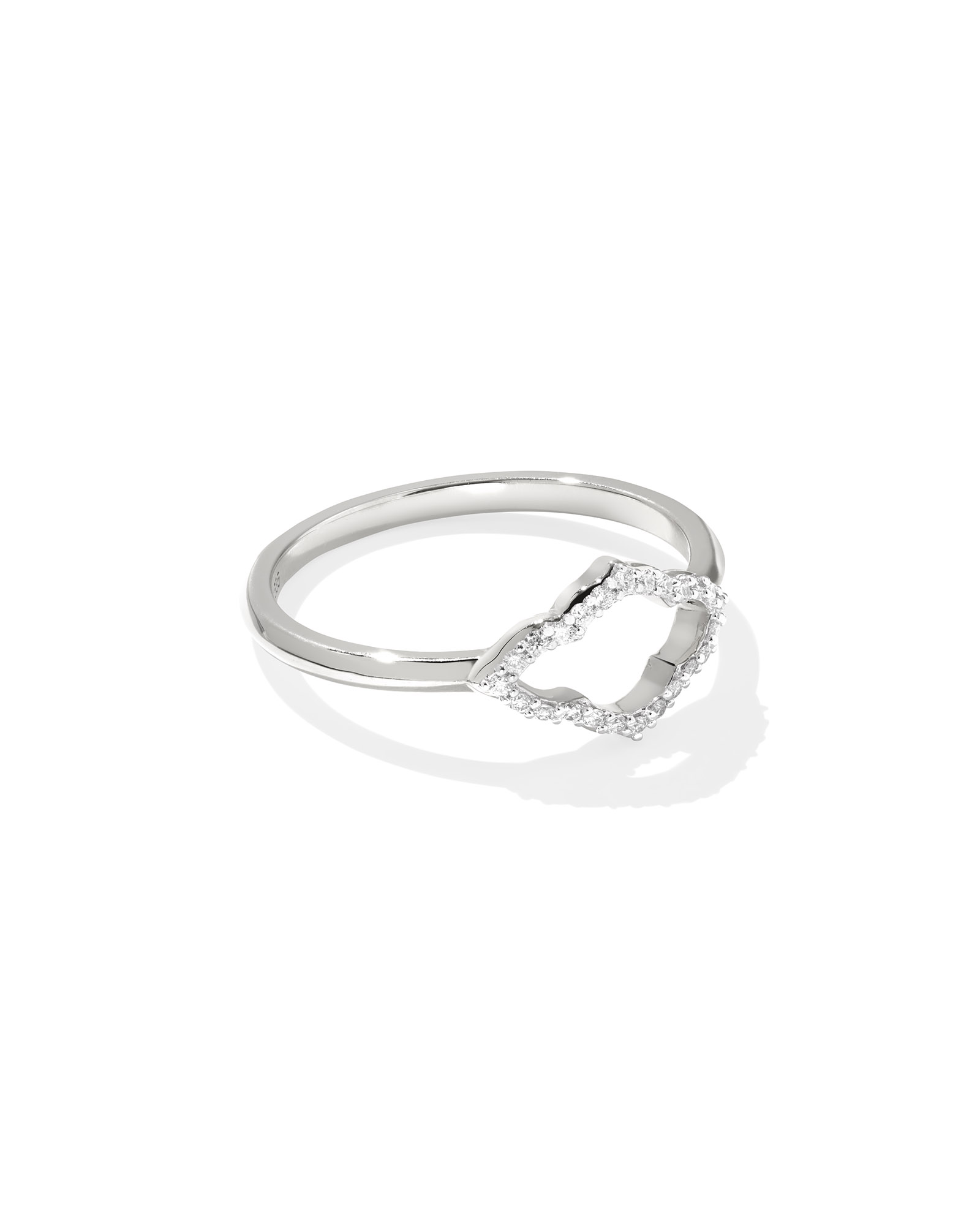 Abbie 14k White Gold Pave Open Frame Band Ring | Kendra Scott