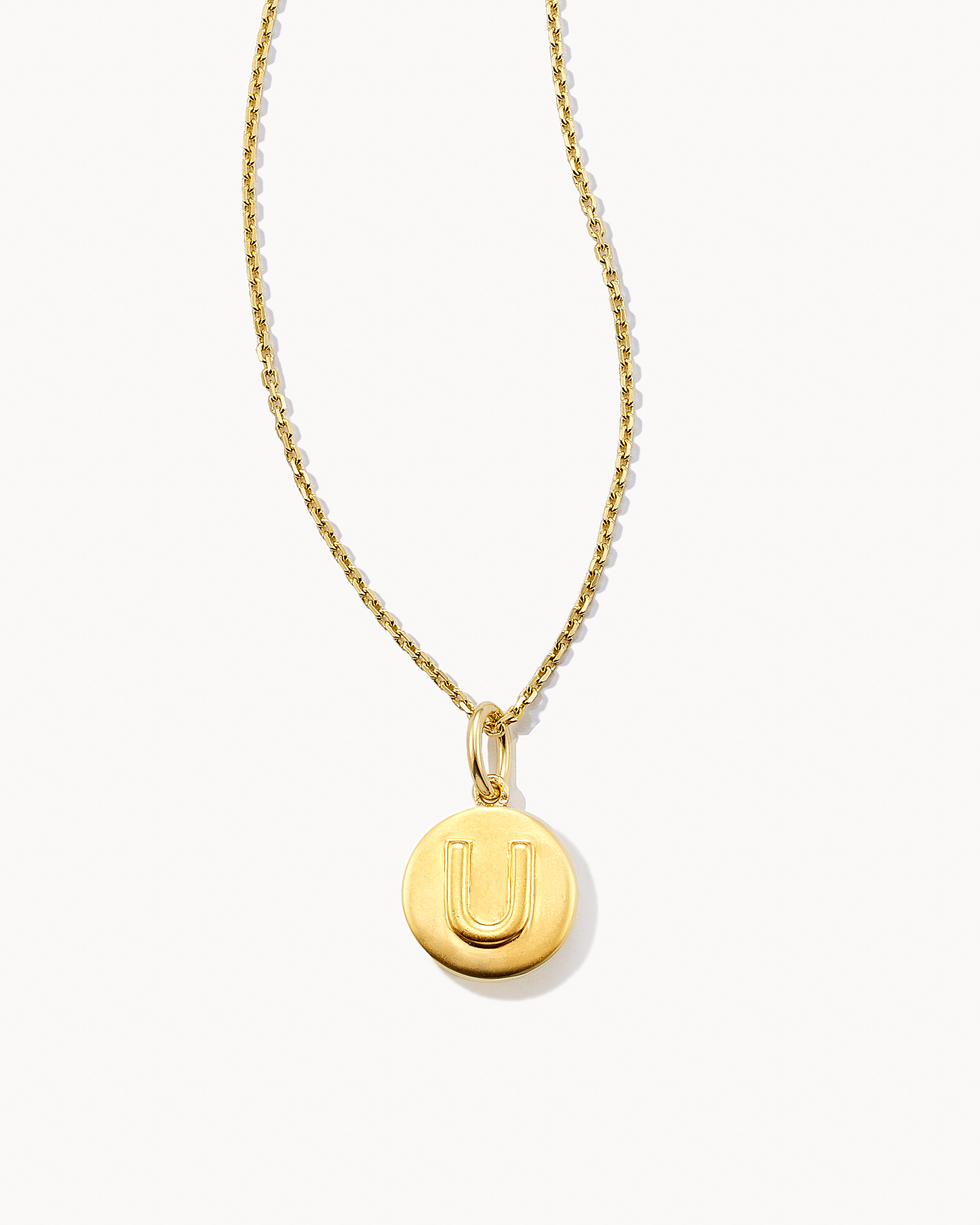 Letter U Coin Pendant Necklace in 18k Gold Vermeil