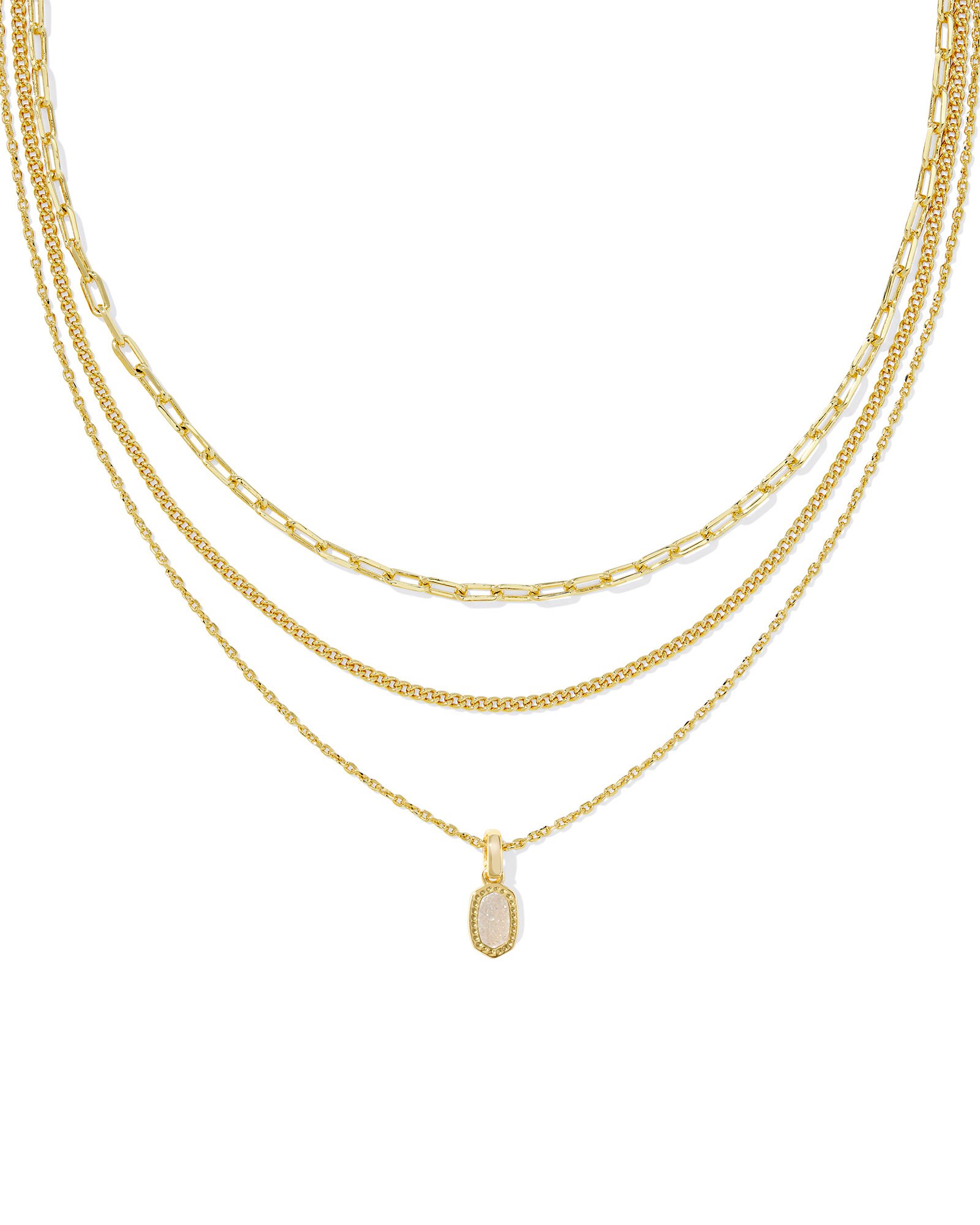Mini Elisa Gold Triple Strand Necklace | Kendra Scott